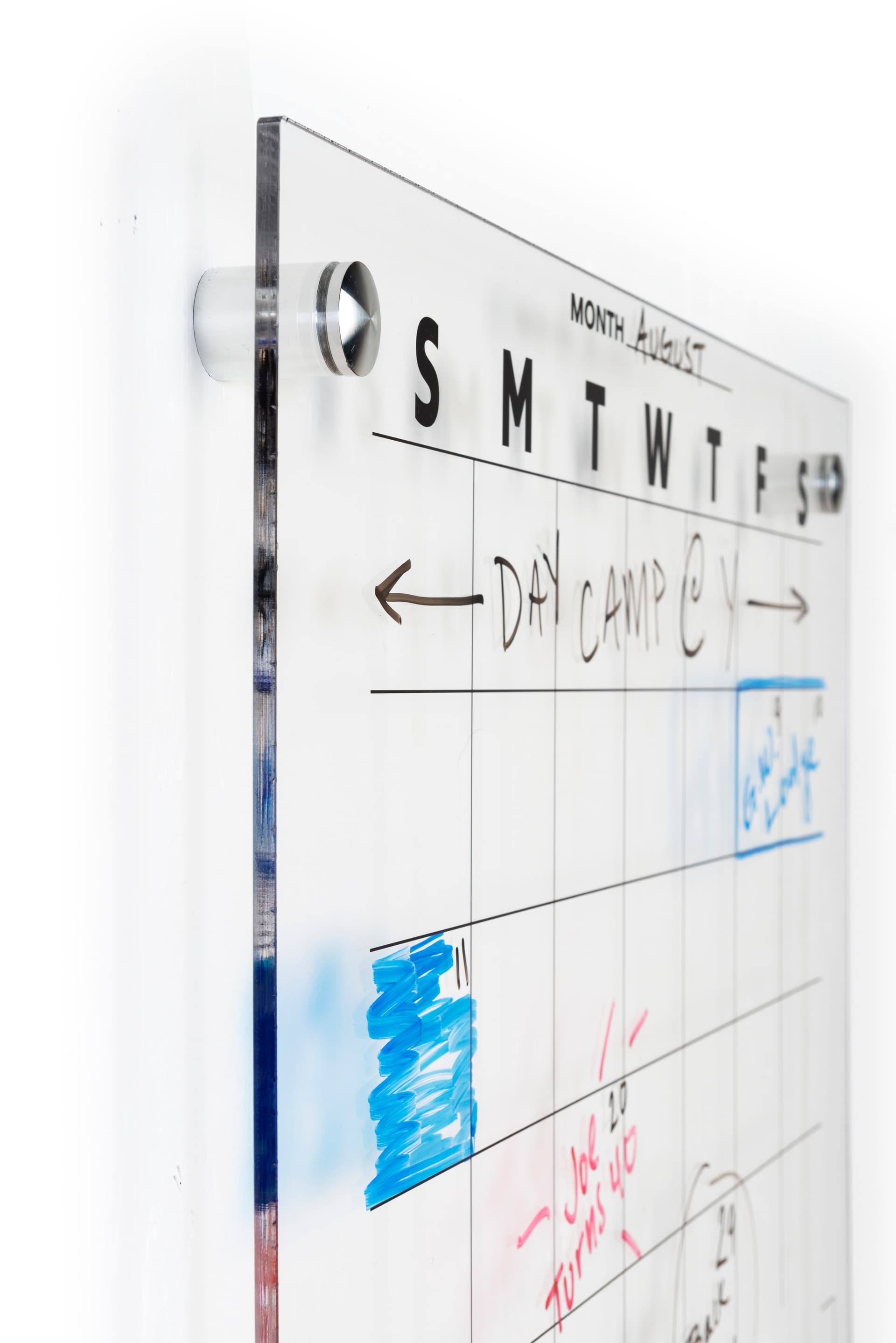 Whiteboard Monthly Planner | Silver Mounting Standoffs | Displays2Go