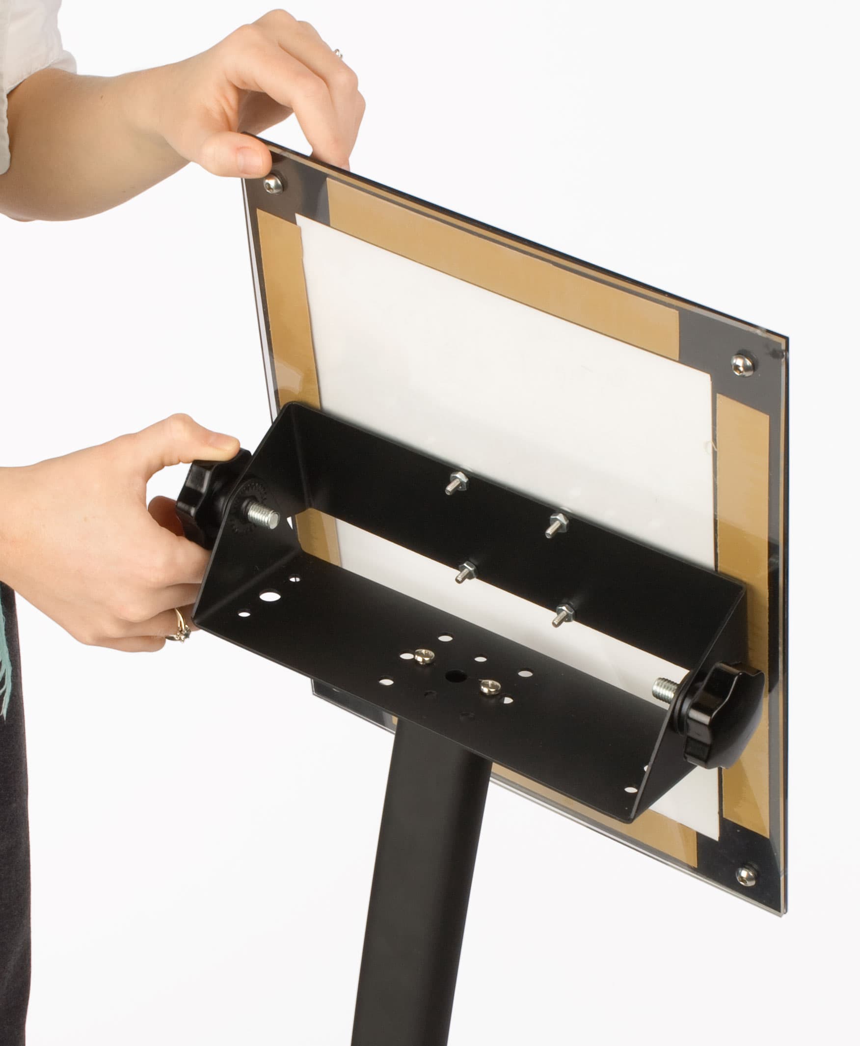 Graphics Holder | Curved Black Pole And Adjustable Frame | Displays2Go