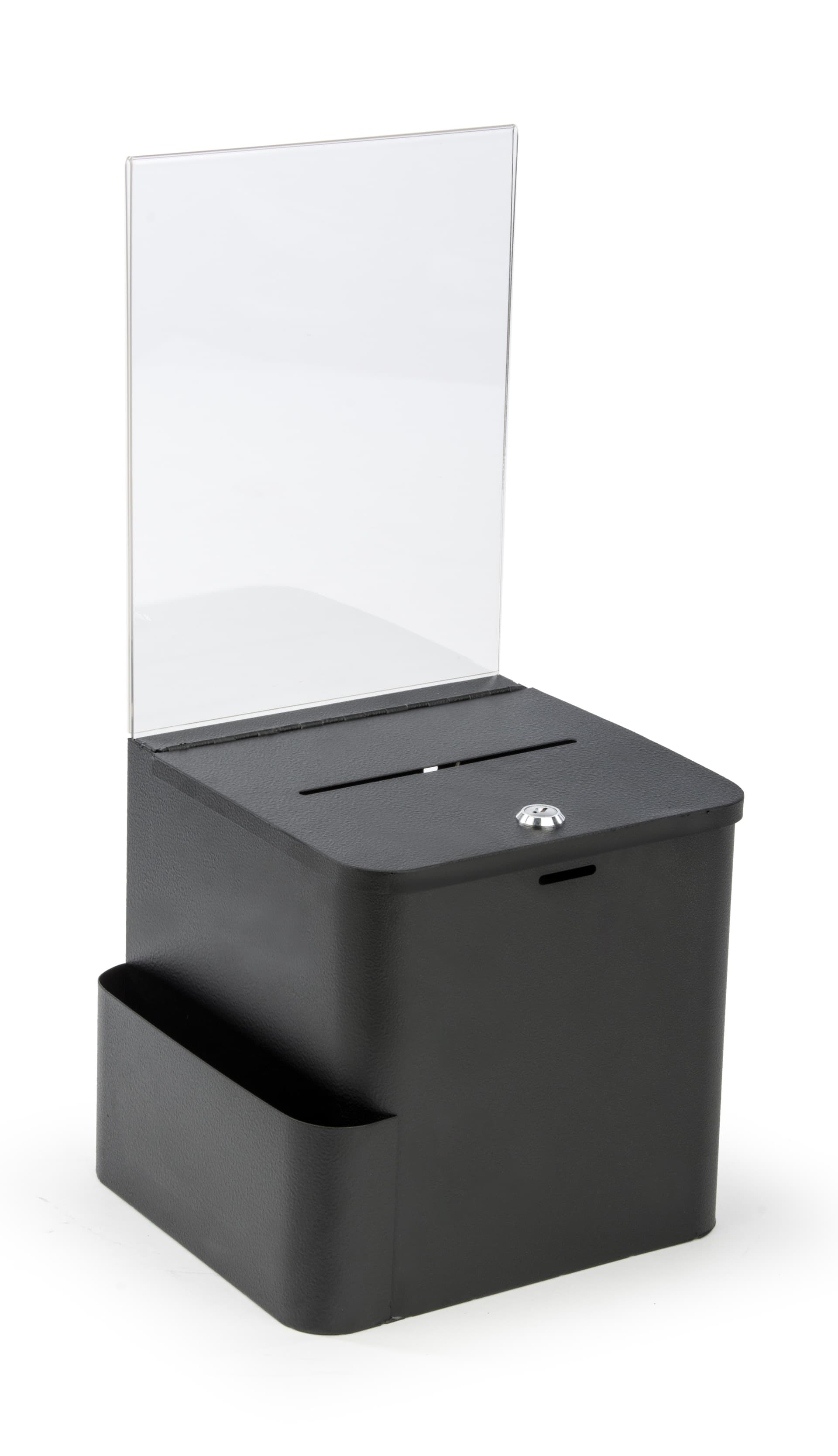 Black Ballot Box with Sign Holder | Wall Mounting & Locking | Displays2Go