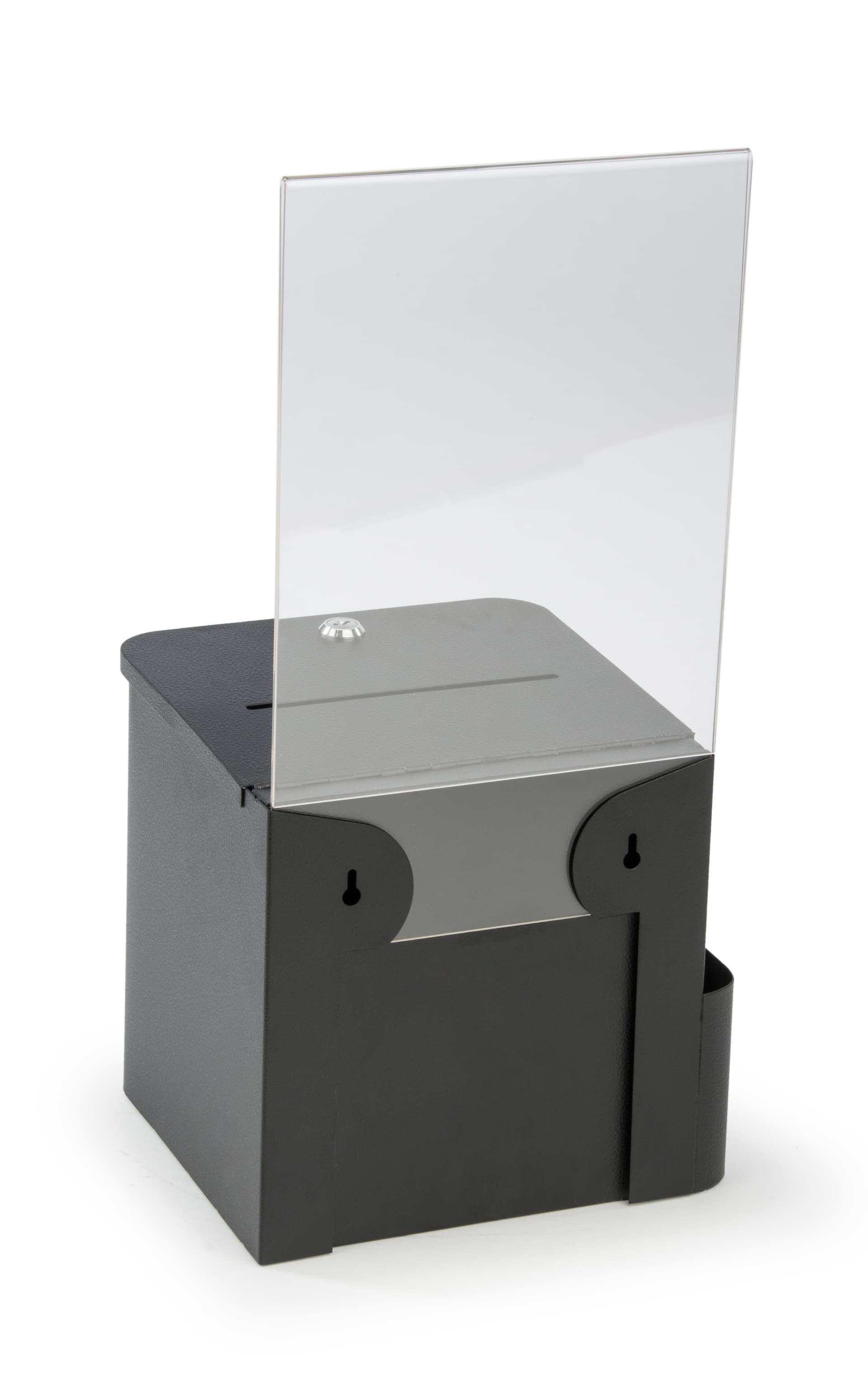 Black Ballot Box with Sign Holder | Wall Mounting & Locking | Displays2Go