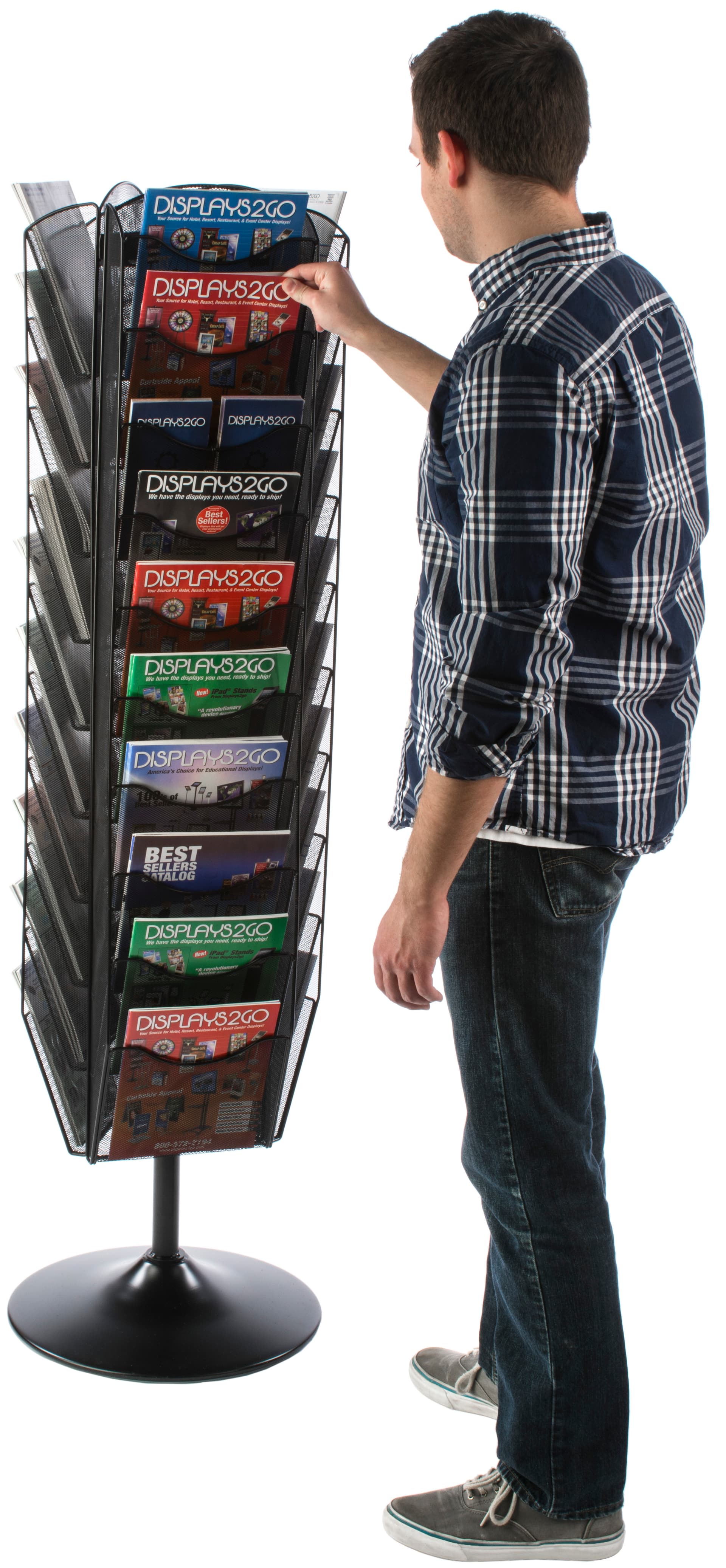 Revolving Mesh Brochure Stand | Weighted Base | Displays2Go