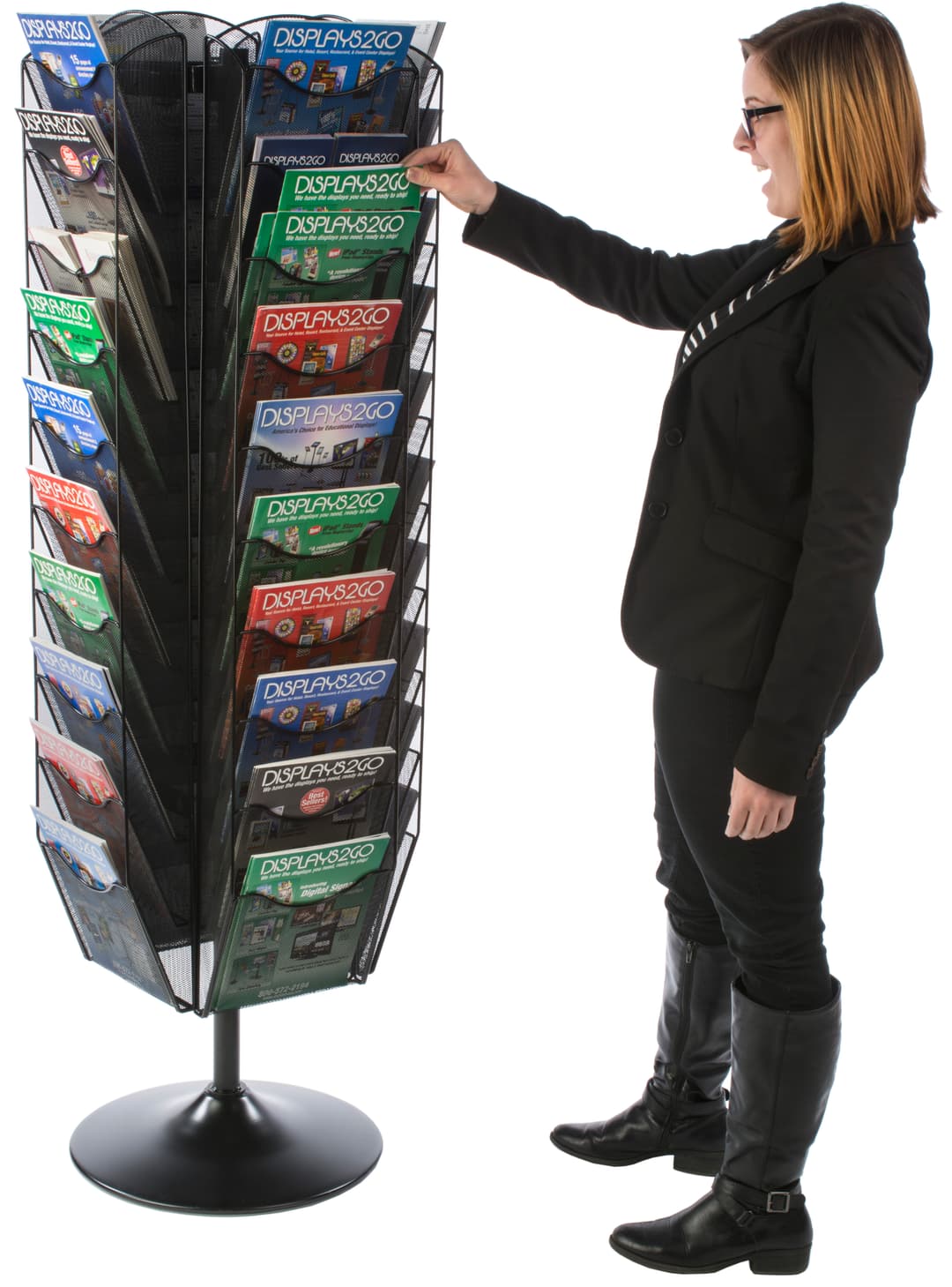 Rotating Mesh Literature Stand | 40 or 80 Pockets | Displays2Go