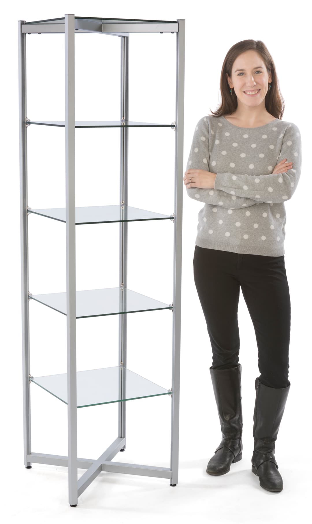 Glass Tower Shelves | Adjustable Height | Displays2Go