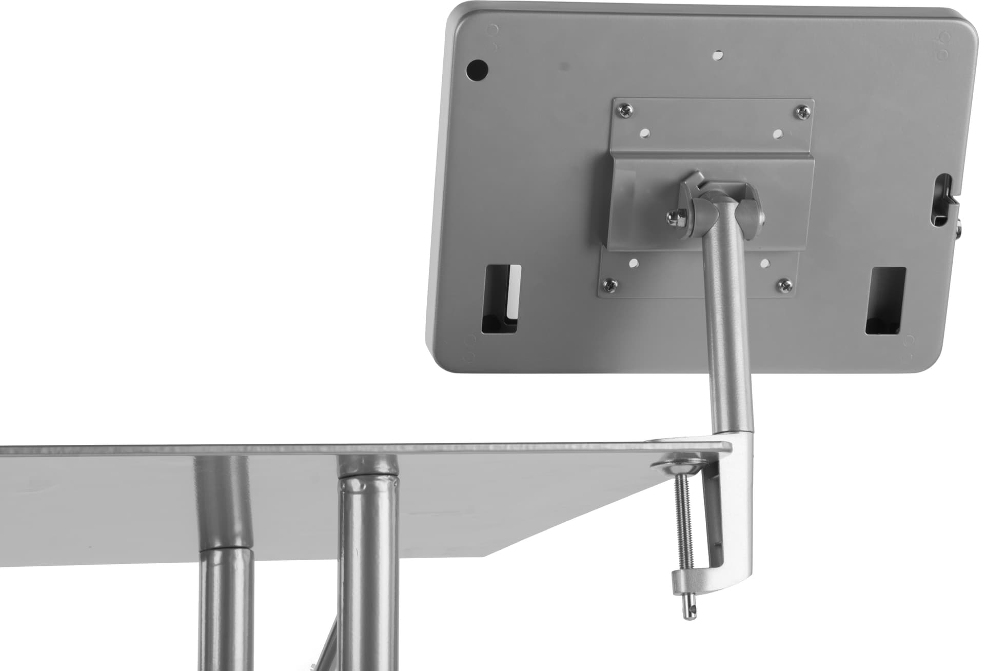 iPad Floor Lectern | Silver Truss Stand & Clamping Enclosure | Displays2Go