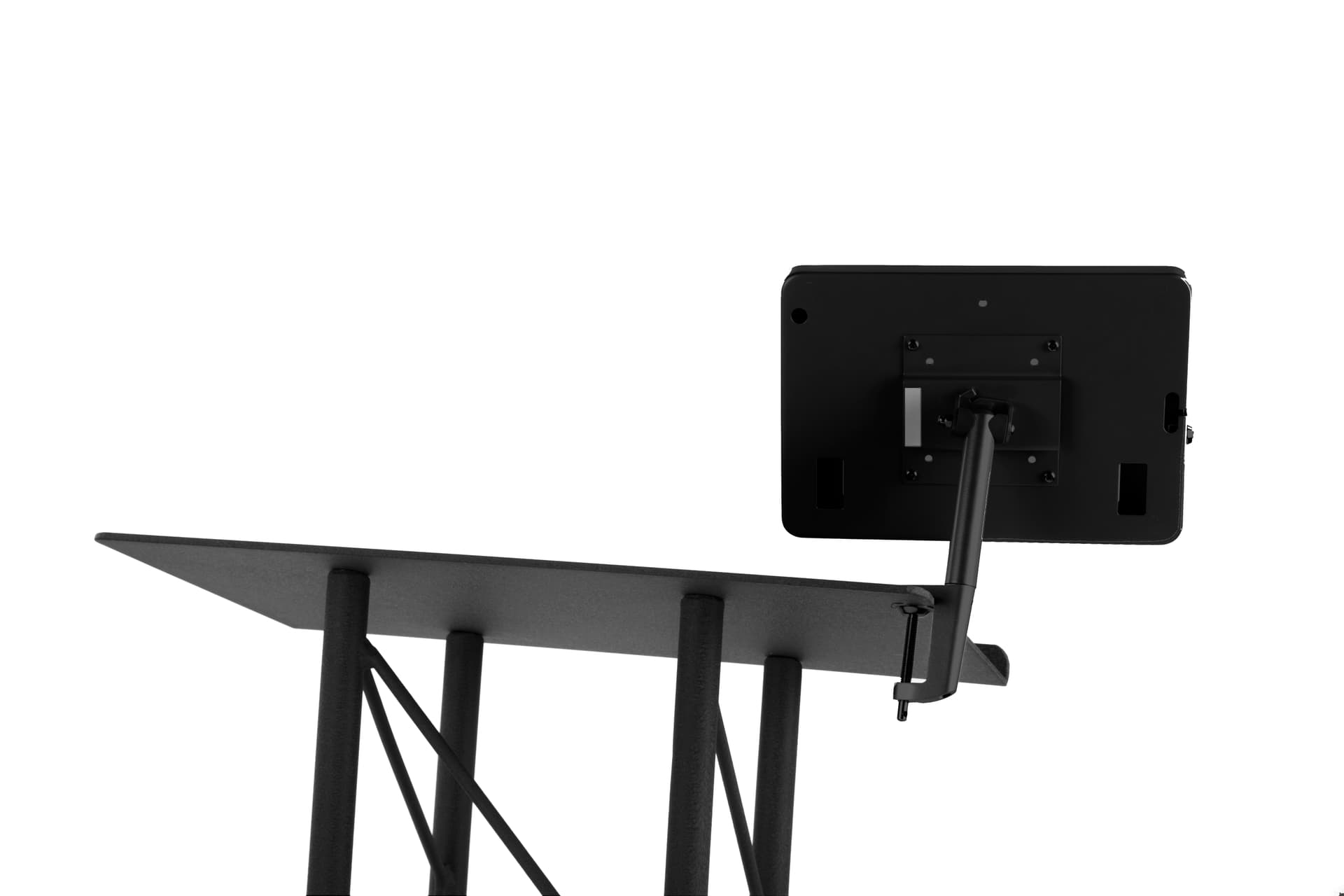 Podium for iPad | Black Truss Stand & Clamping Enclosure | Displays2Go