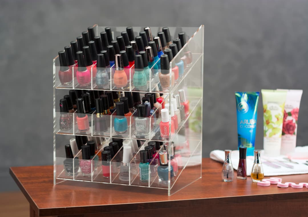 Nail Polish Counter Display | Tri-Level Slide Feed Lacquer Holder ...