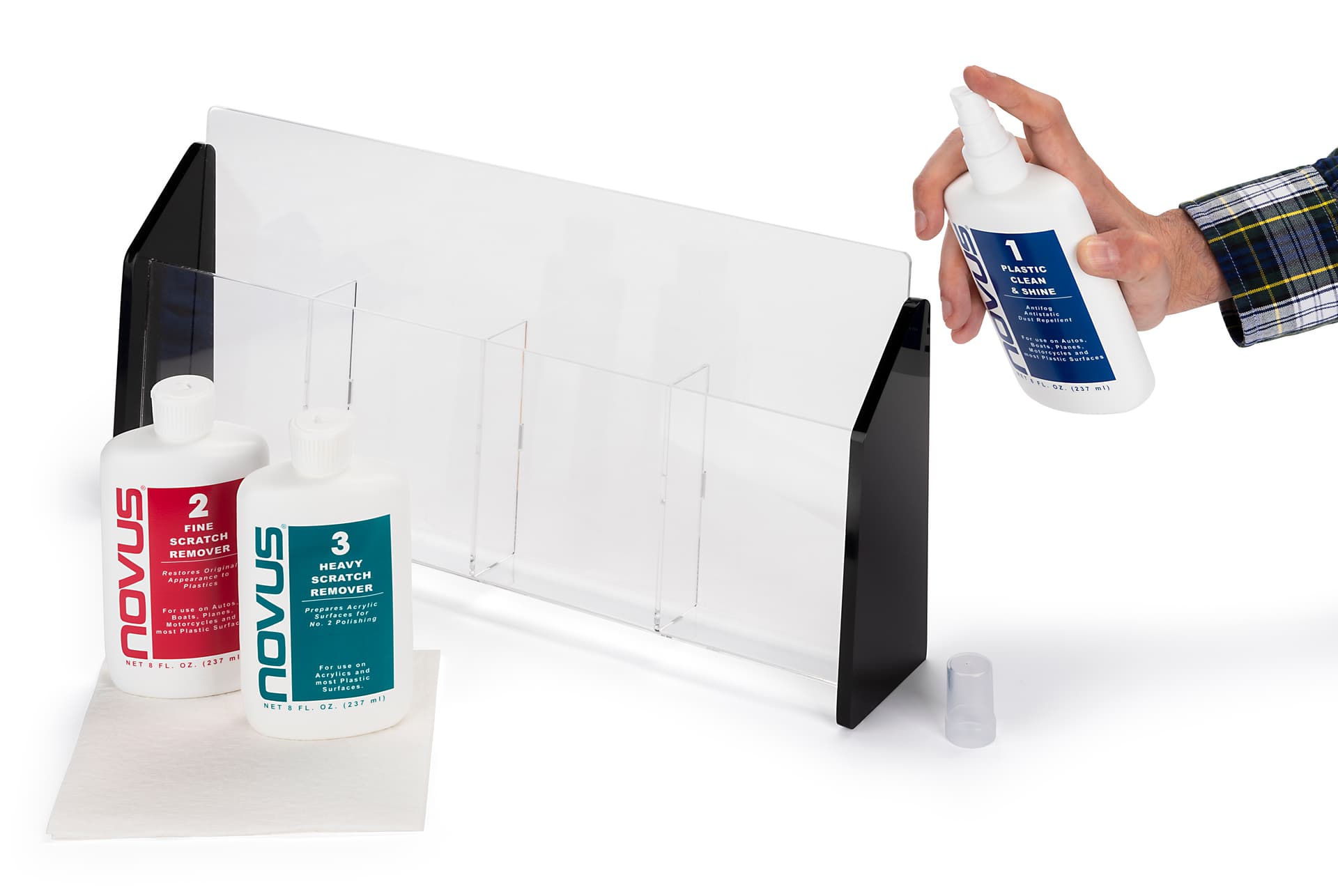 NOVUS Complete Plastic Polish Kit | Three Bottles with Two Cloths ...