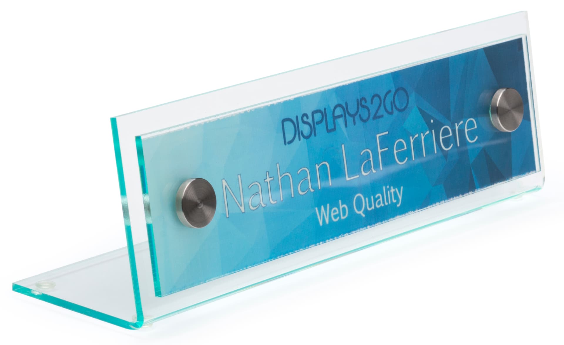 Desk Name Plate Holder | Two Stainless Steel Standoffs | Displays2Go