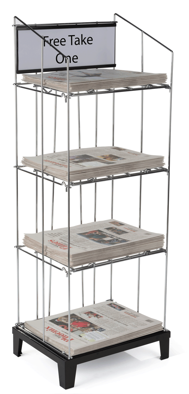 Wire Newspaper Floor Rack | (3) Removable Shelves | Displays2Go
