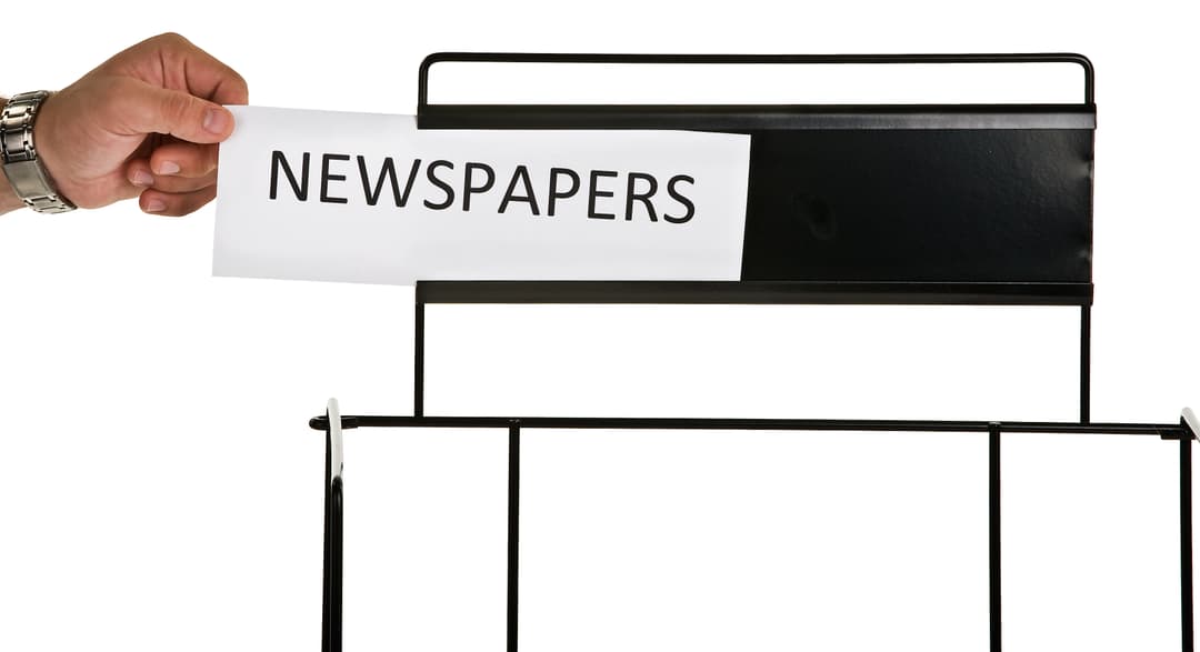 Metal Newspaper Stand | Four Tiers of Literature Holders | Displays2Go