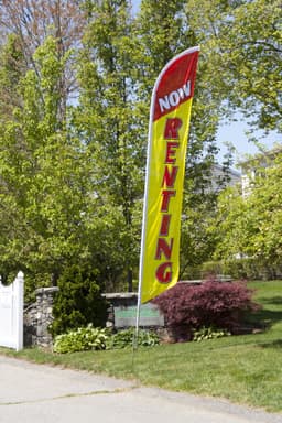 Now Renting Feather Flag | Red & Yellow Advertising Banner | Displays2Go