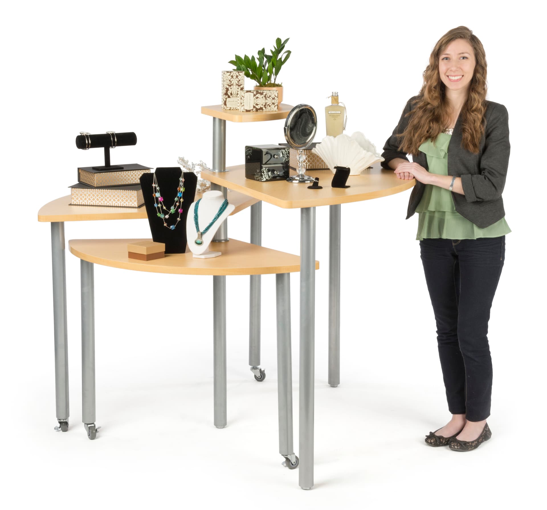 Maple Rotating Retail Display Table | 4 Tiers | Displays2Go