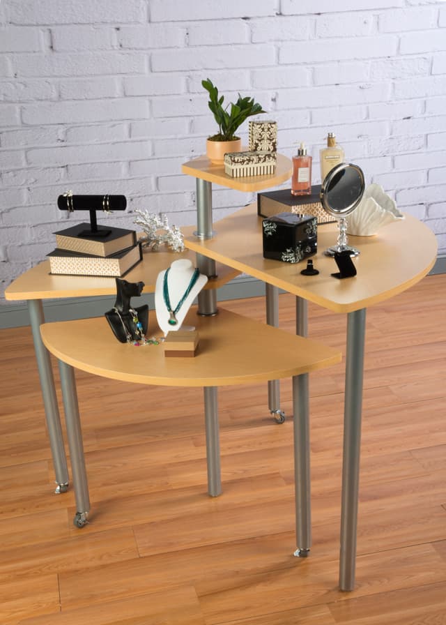 Maple Rotating Retail Display Table | 4 Tiers | Displays2Go