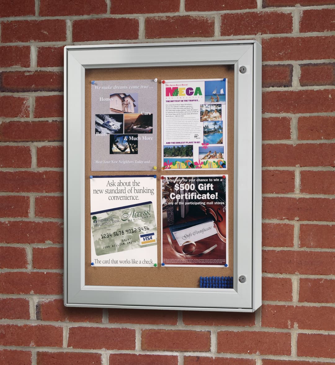 Exterior Rated Tackboard | Secure Bulletin Display for Menus | Displays2Go