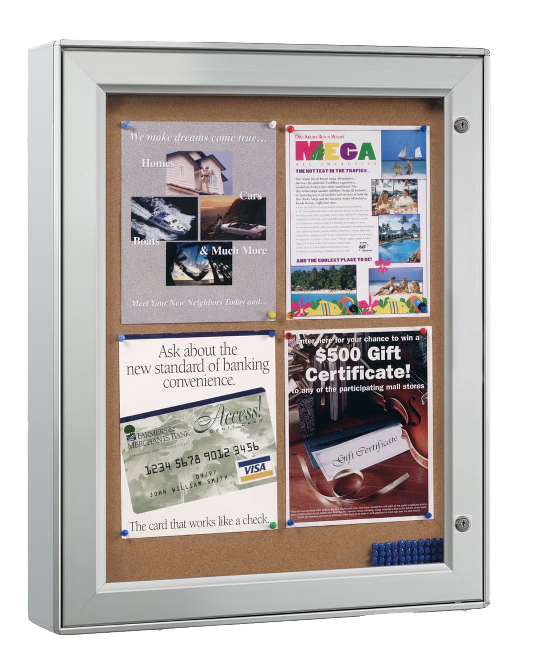 Exterior Rated Tackboard | Secure Bulletin Display for Menus | Displays2Go