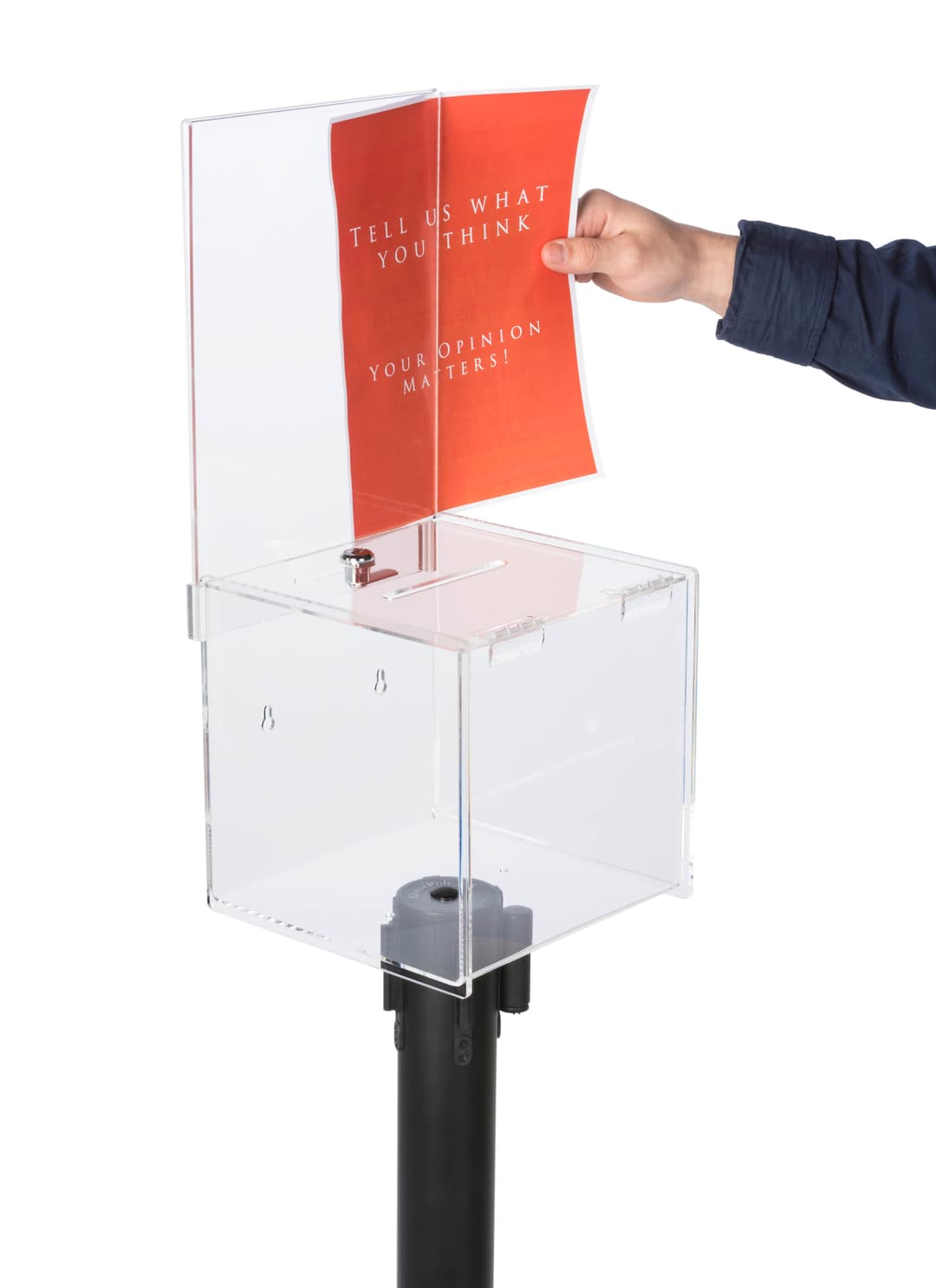 Ballot Box Stanchion Topper | Lockable Acrylic Case | Displays2Go
