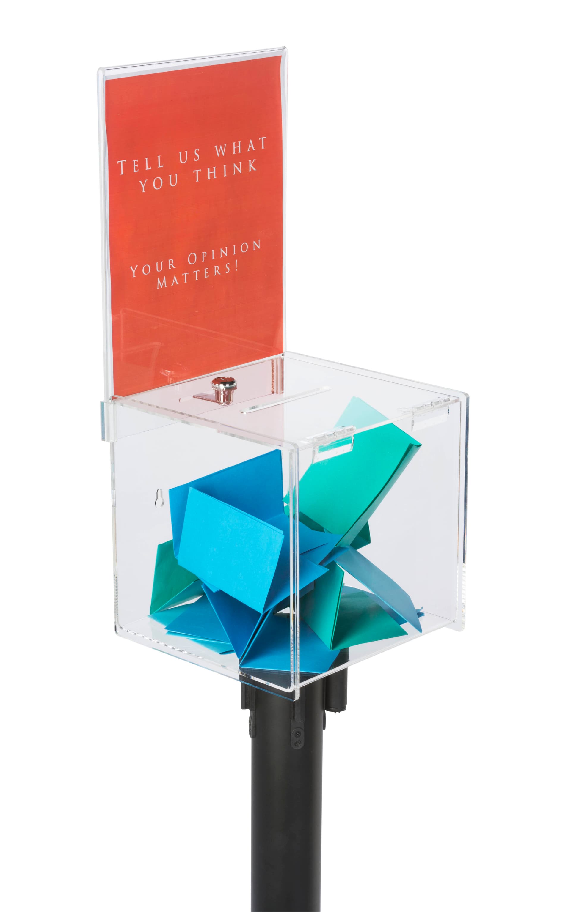 Ballot Box Stanchion Topper | Lockable Acrylic Case | Displays2Go