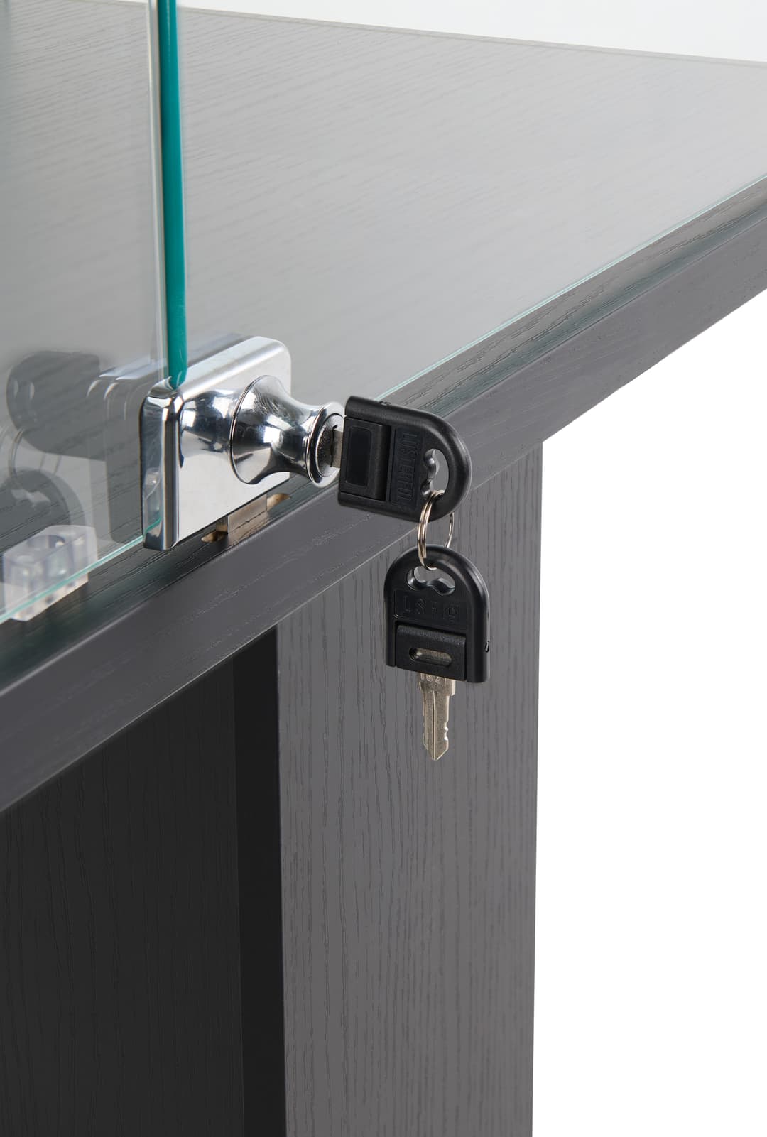 Glass Pedestal Showcase | Tempered Glass Case - Black Veneer Finish ...
