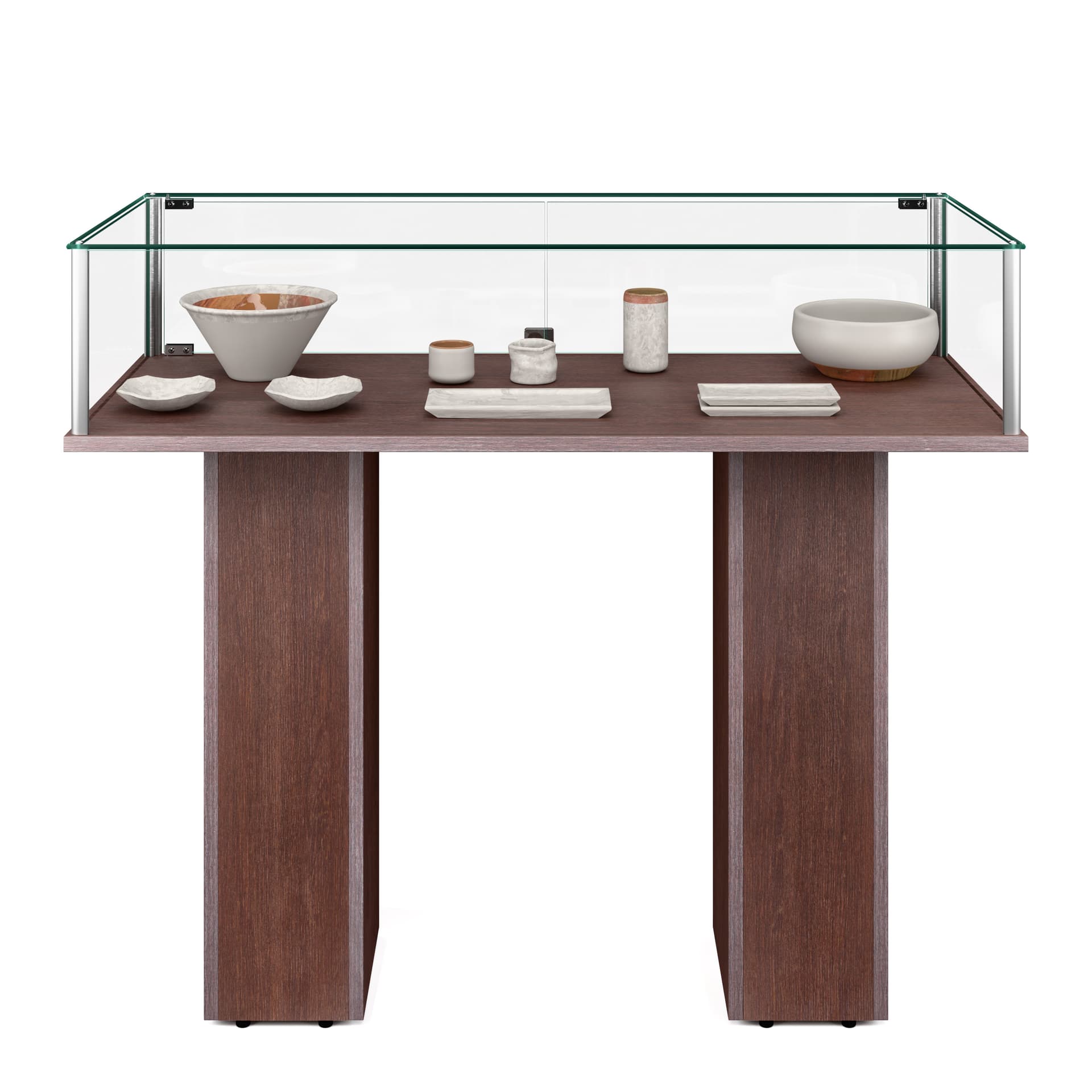 Commercial Display Case | Glass Panels, Wenge Veneer Finish | Displays2Go