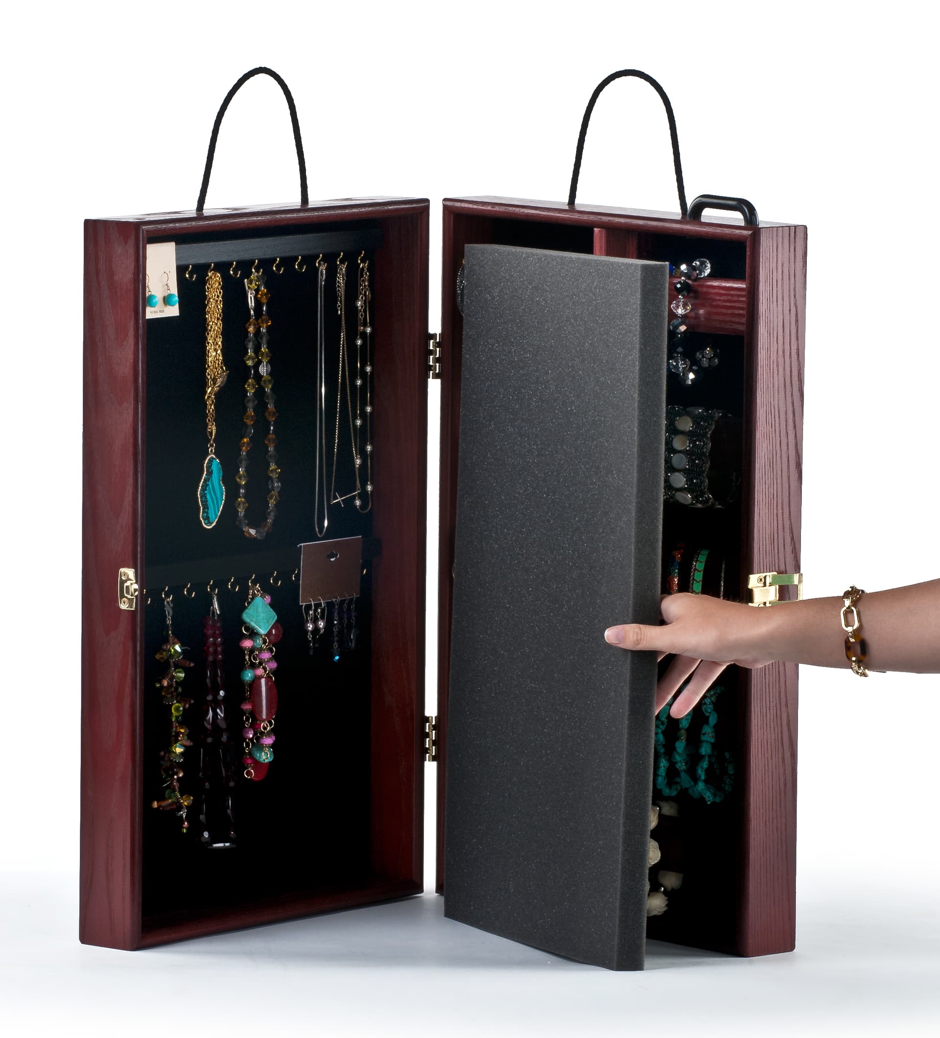 Jewelry Travel Display Case - Ash Wood & Cherry Finish | Displays2Go