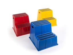 Plastic Safety Step | 20″ Tall 2-Tier Blue HDPE | Displays2Go