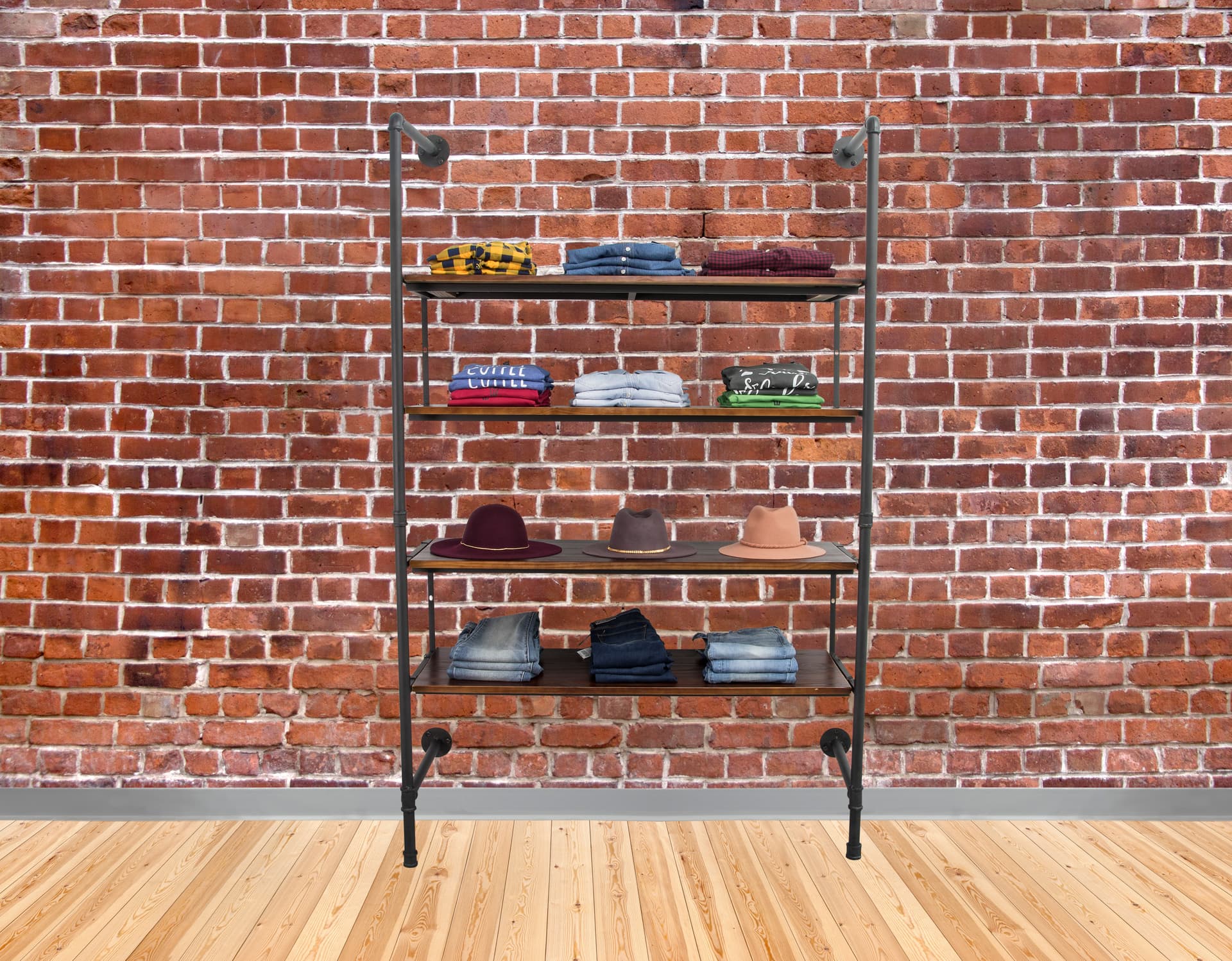 Industrial Retail Wall Shelves | Natural Stain | Displays2Go