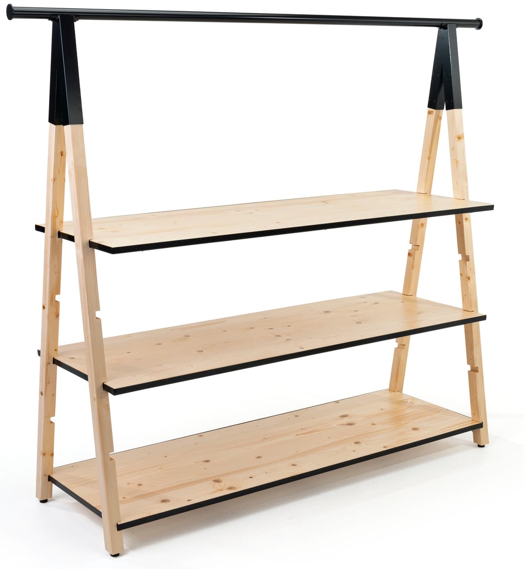 Wooden A Frame Clothing Rack with Base Shelves | Adjustable Tiers ...