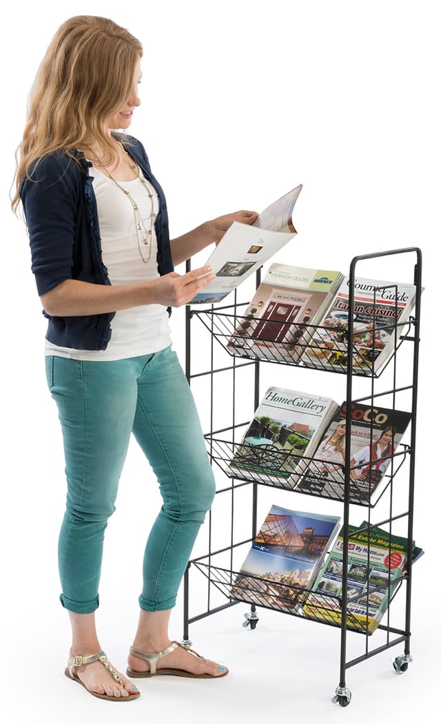 Tabloid Newspaper Display | Wire (3) Shelf Collapsible Magazine Rack ...