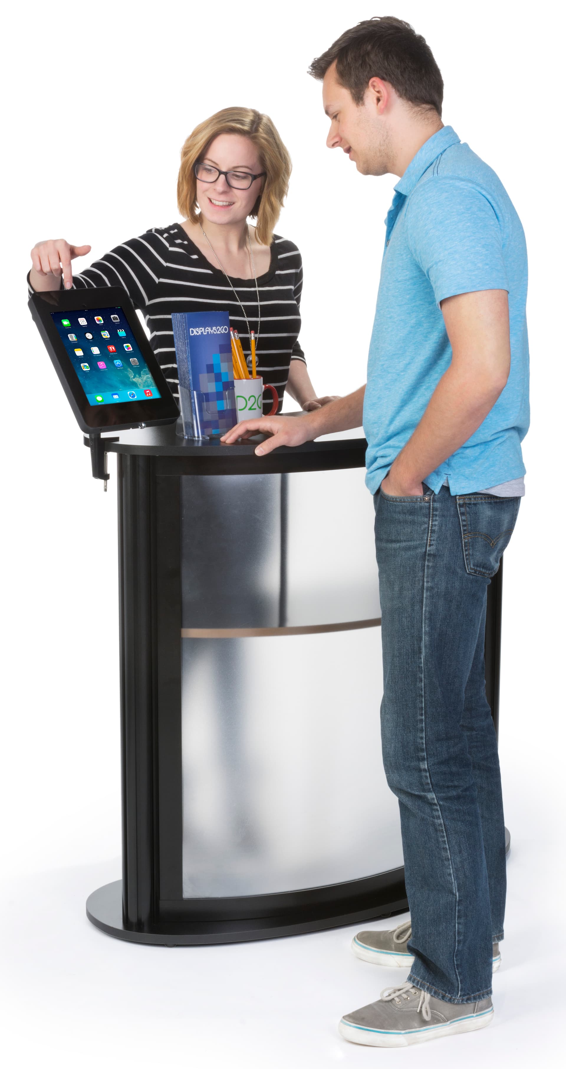 Kidney Shaped Counter with iPad Stand | Clamp Style Holder | Displays2Go