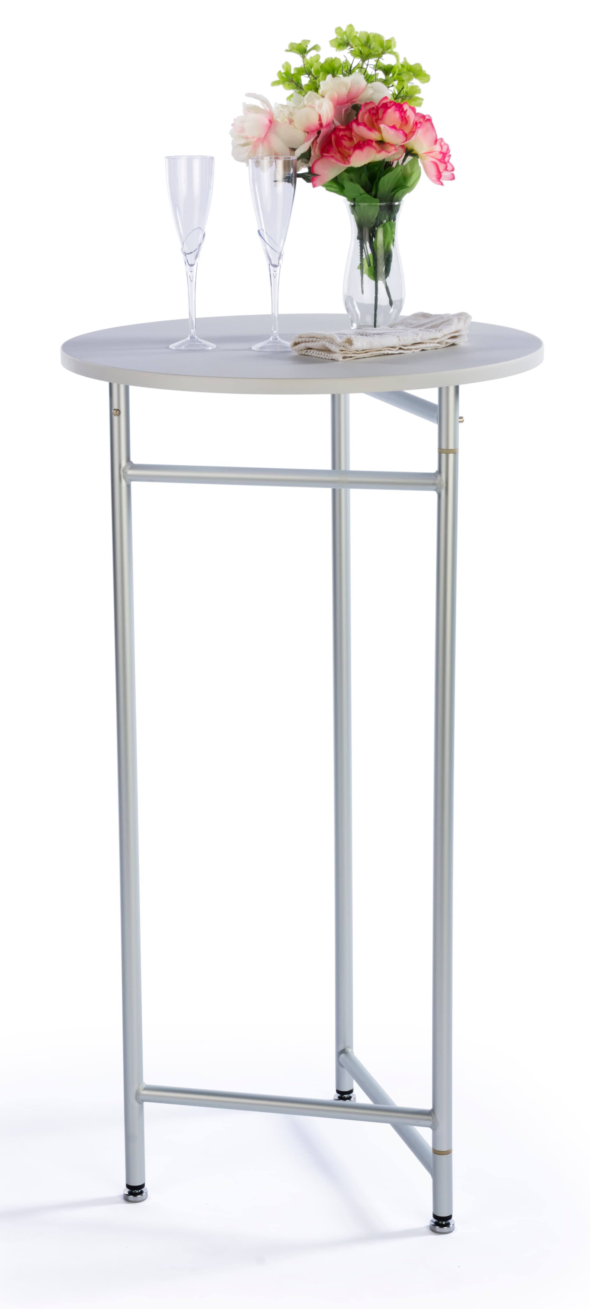 44” Tall Retail Table | Round White Top | Displays2Go