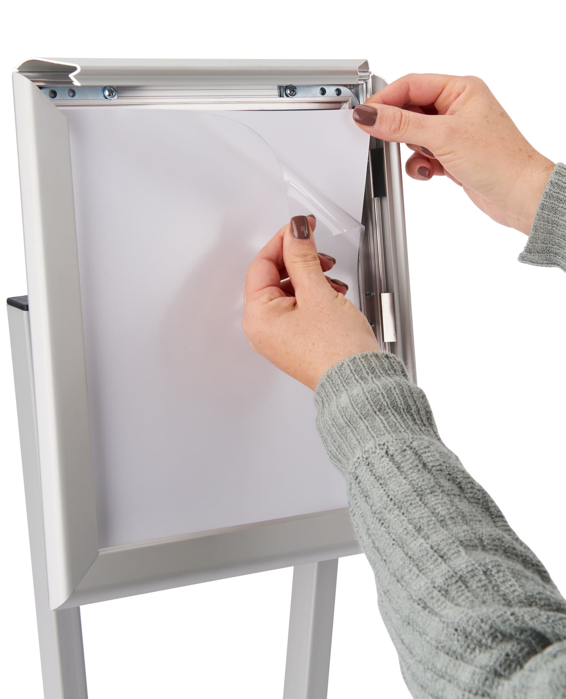 8.5 x 11 Countertop Snap Frame Sign | Silver or Faux Wood | Displays2Go