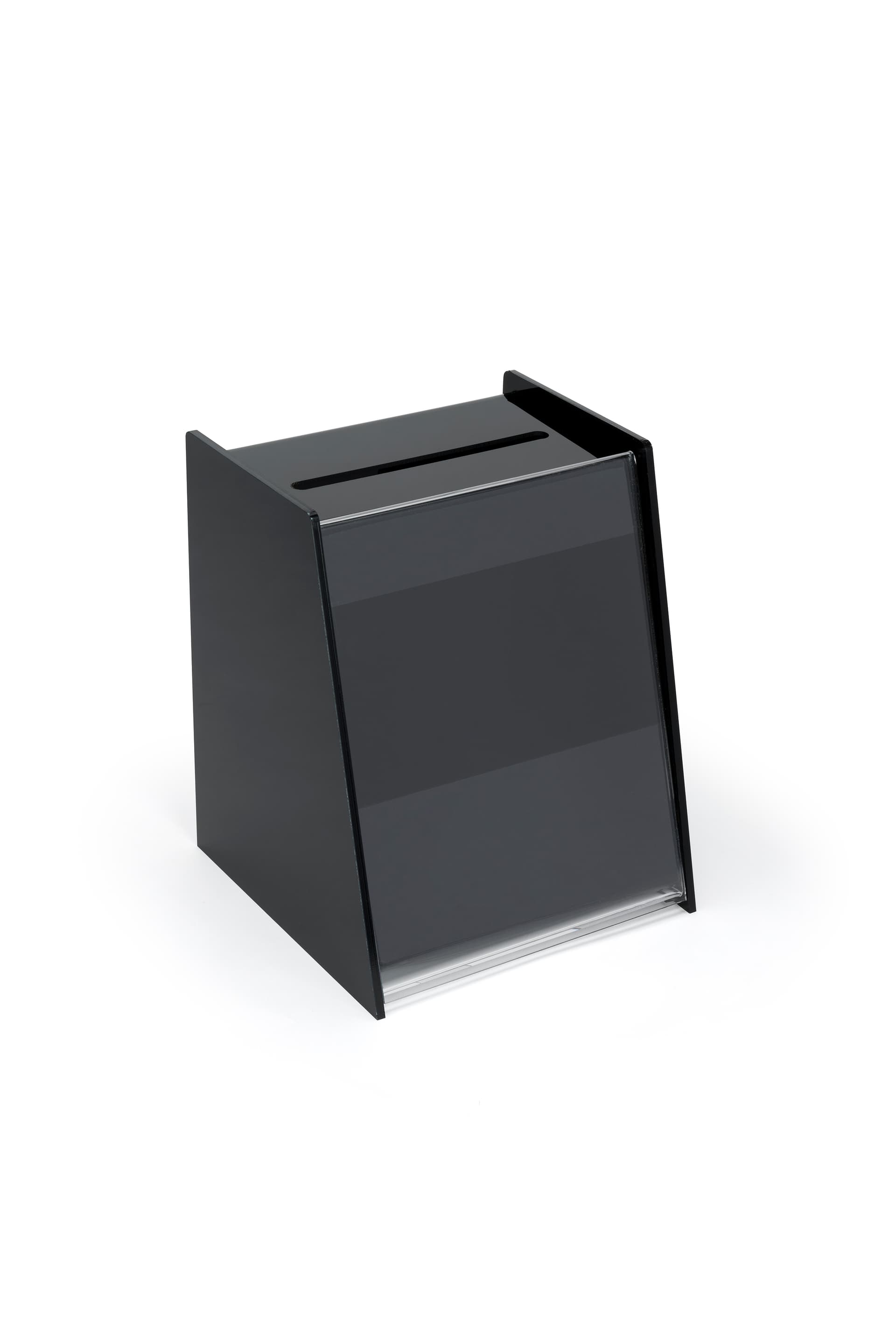 Black Acrylic Ballot Box | Security Pen Attachment & Header | Displays2Go