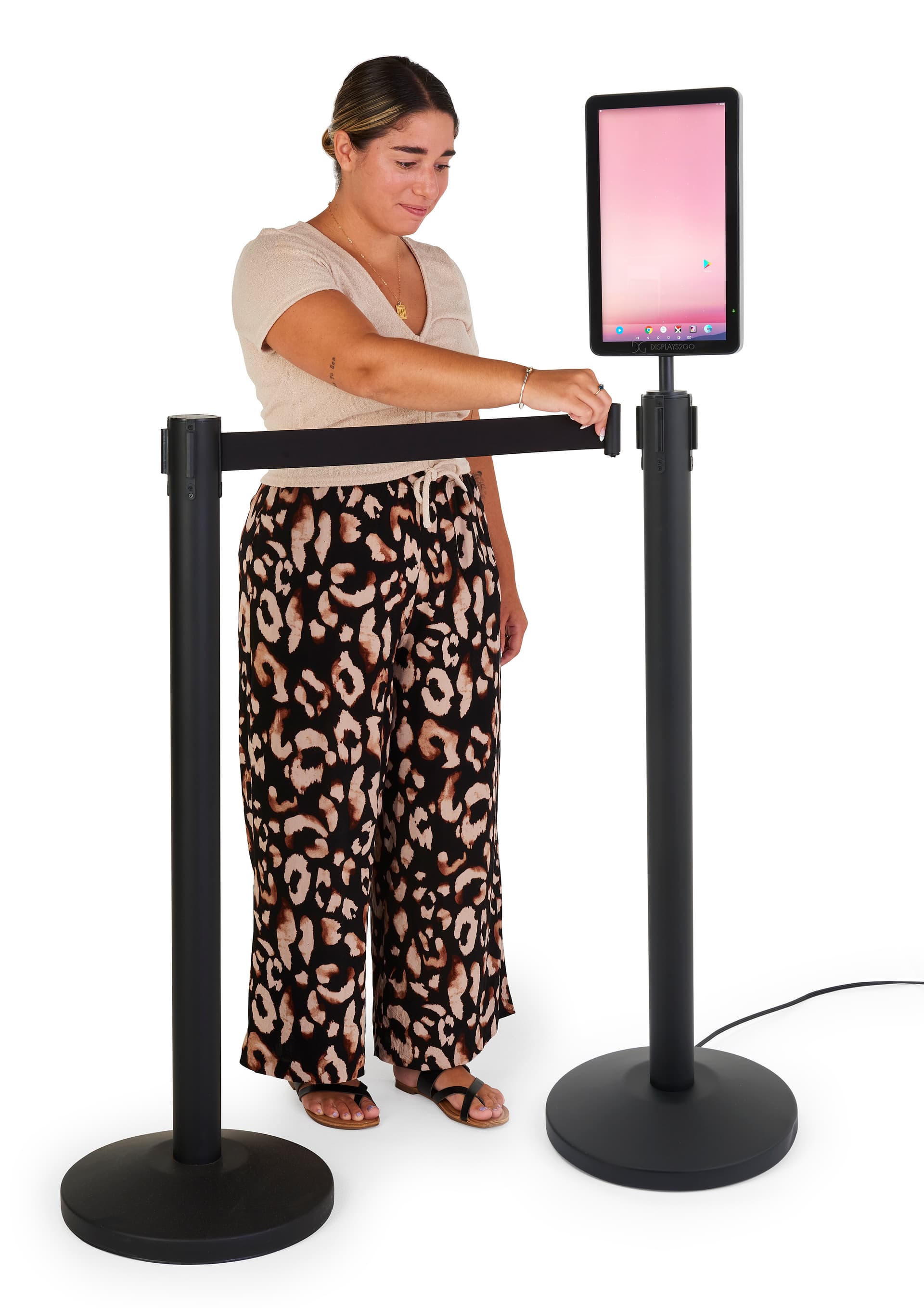 Floor Standing Digital Sign Stanchion | Android 7.1 OS | Displays2Go