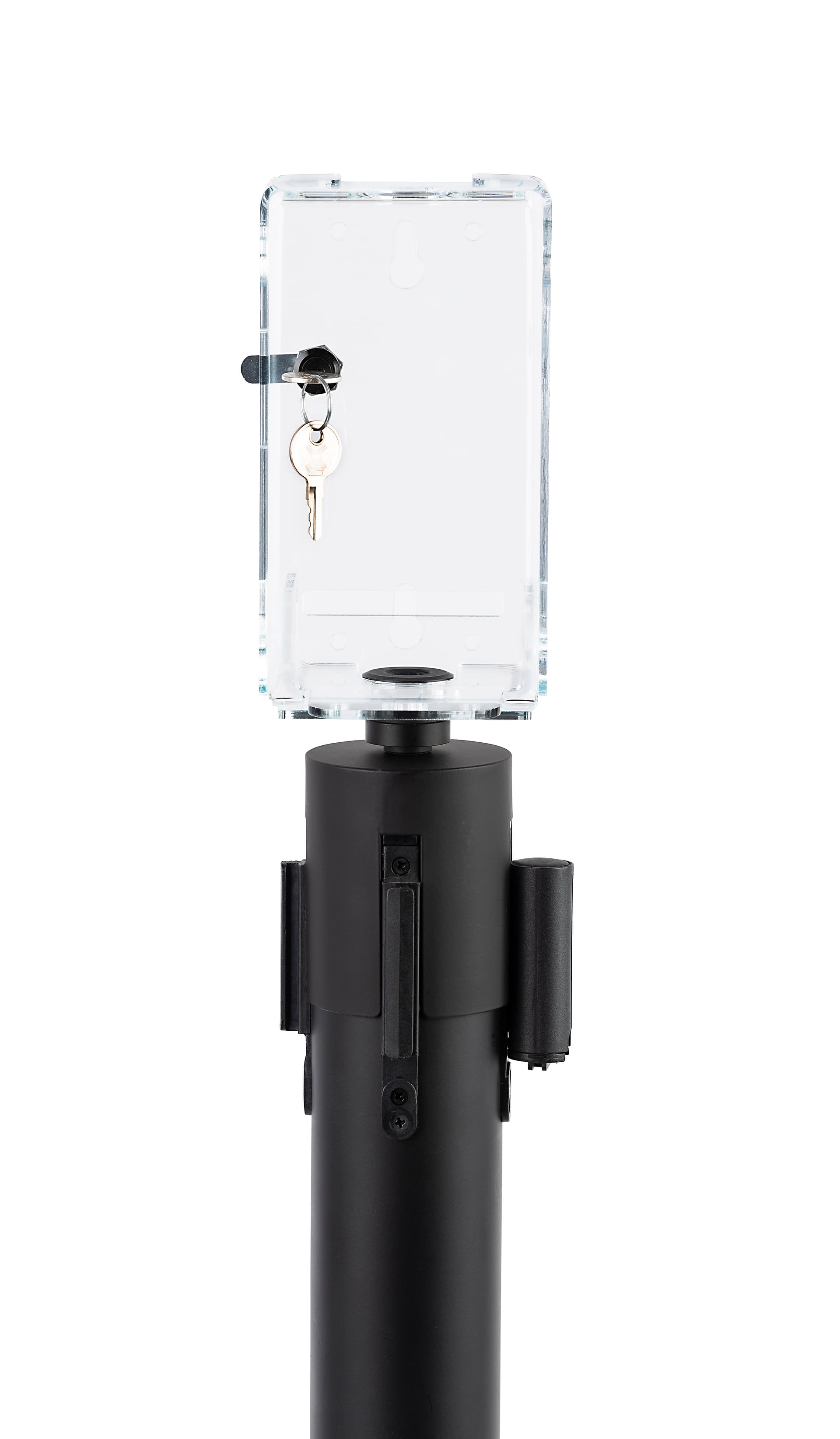 Locking Hand Sanitizer Stanchion Topper | Adjustable Holder | Displays2Go