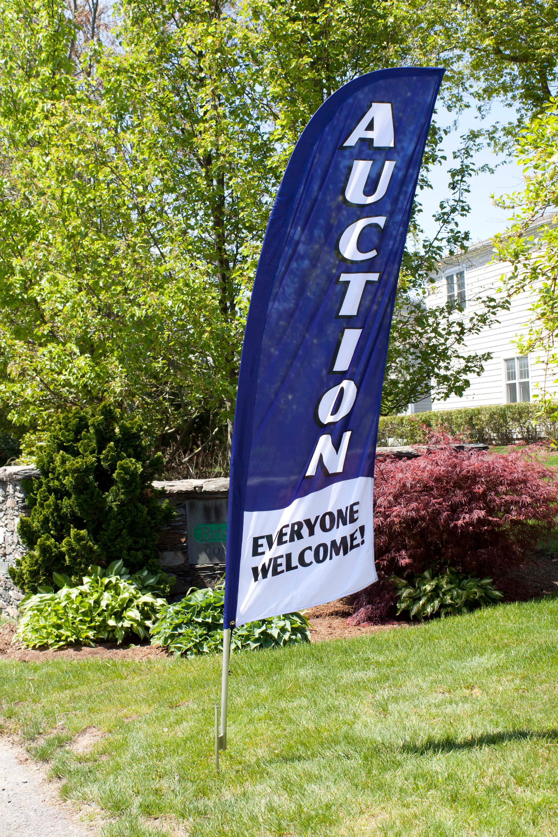 Auction Banner w/ Everyone Welcome Message - Blue & White | Displays2Go