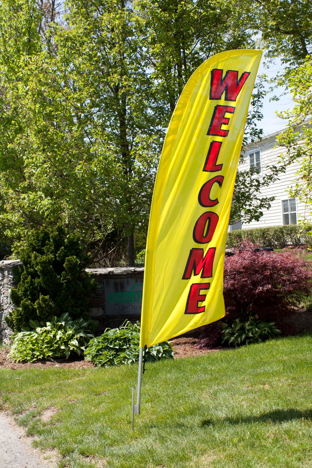 WELCOME Yellow Feather Flag Sign | Outdoor Use | Displays2Go