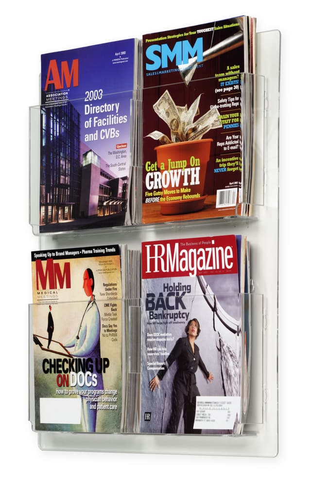 Wall Mount Literature Display w/ Four Adjustable Acrylic Pockets ...