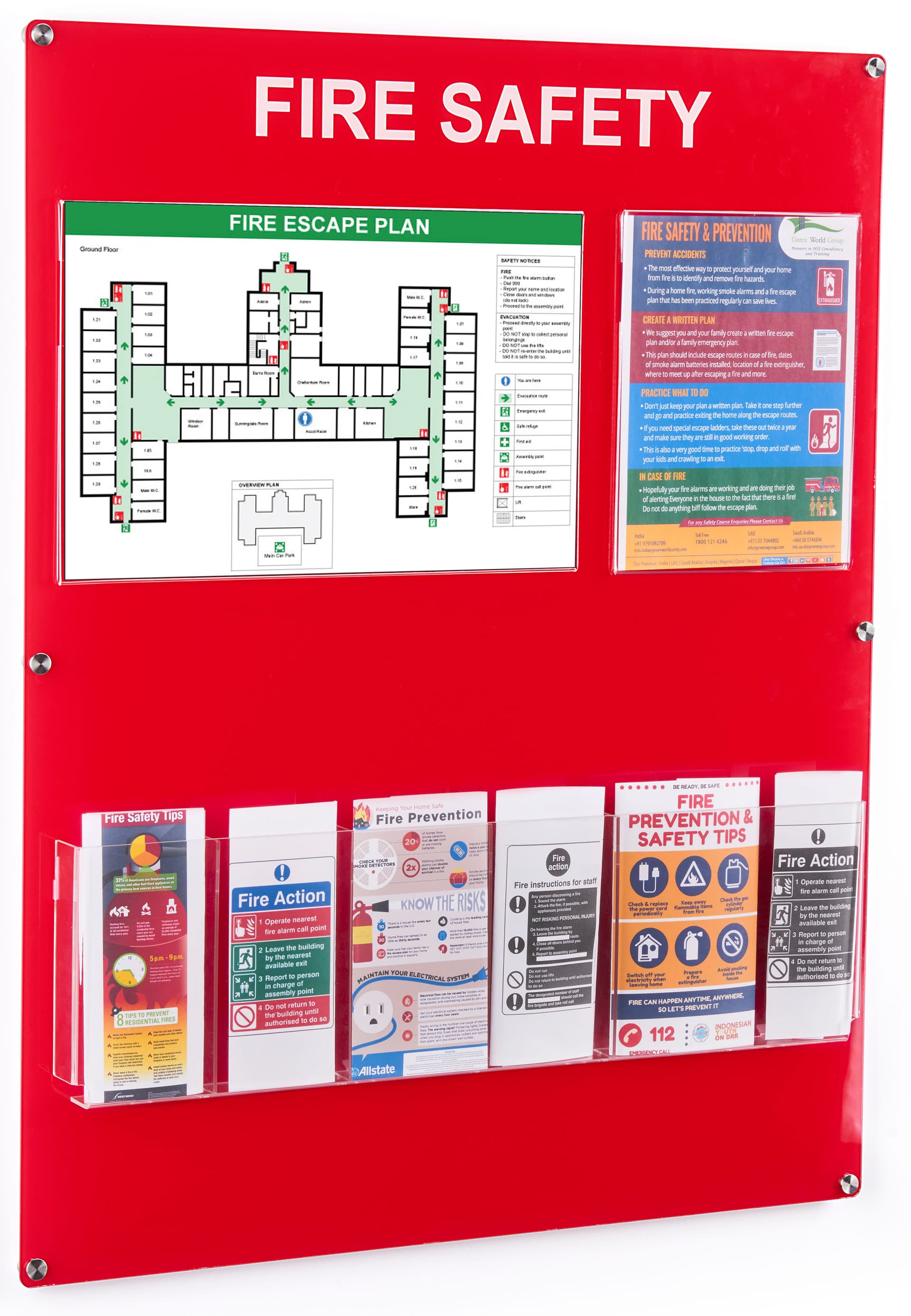 Acrylic Mounted Fire Safety Information Station | Pre-Printed | Displays2Go