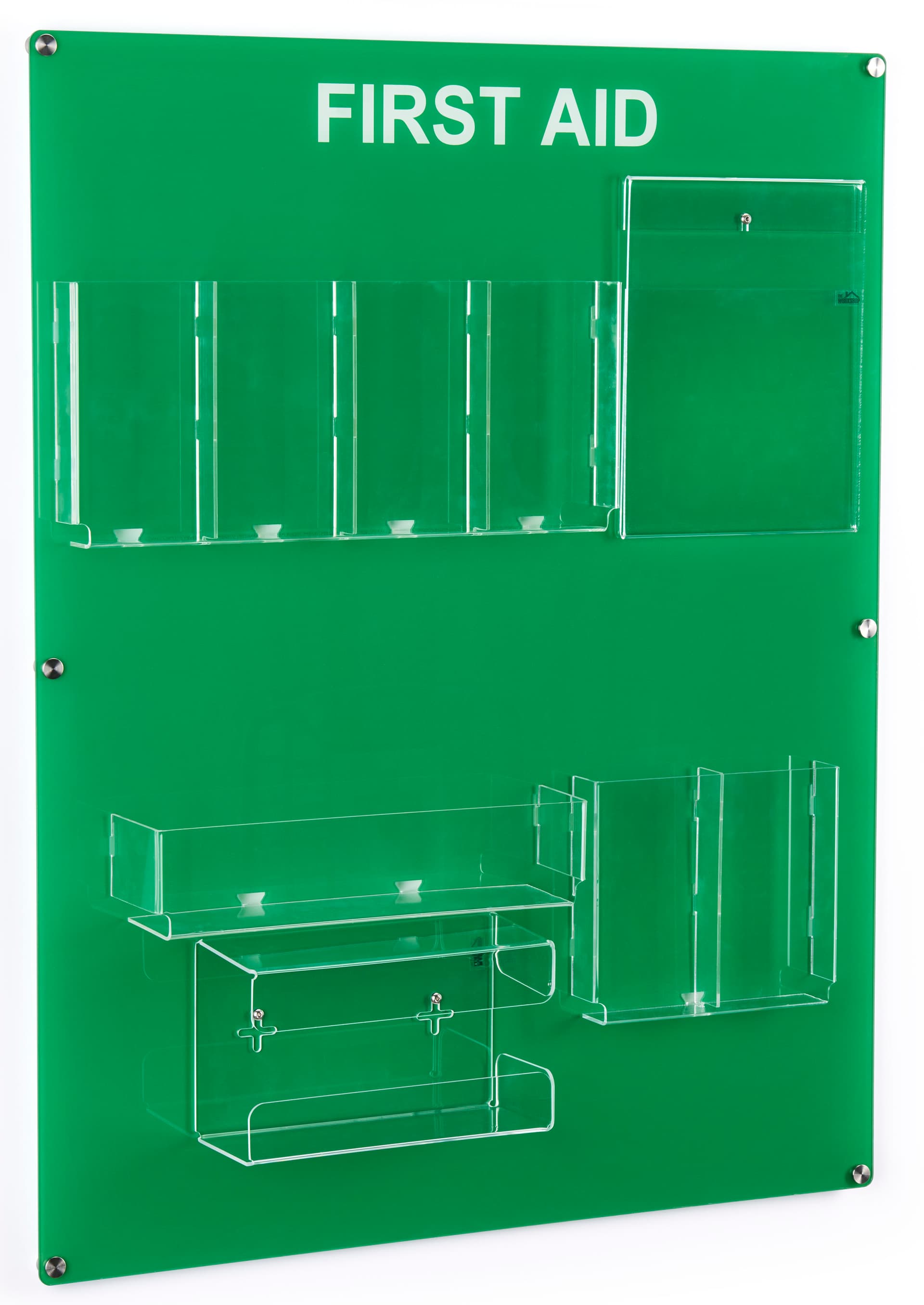 Wall-Mounted First Aid Station | Kit Shelf & Pamphlet Holders | Displays2Go