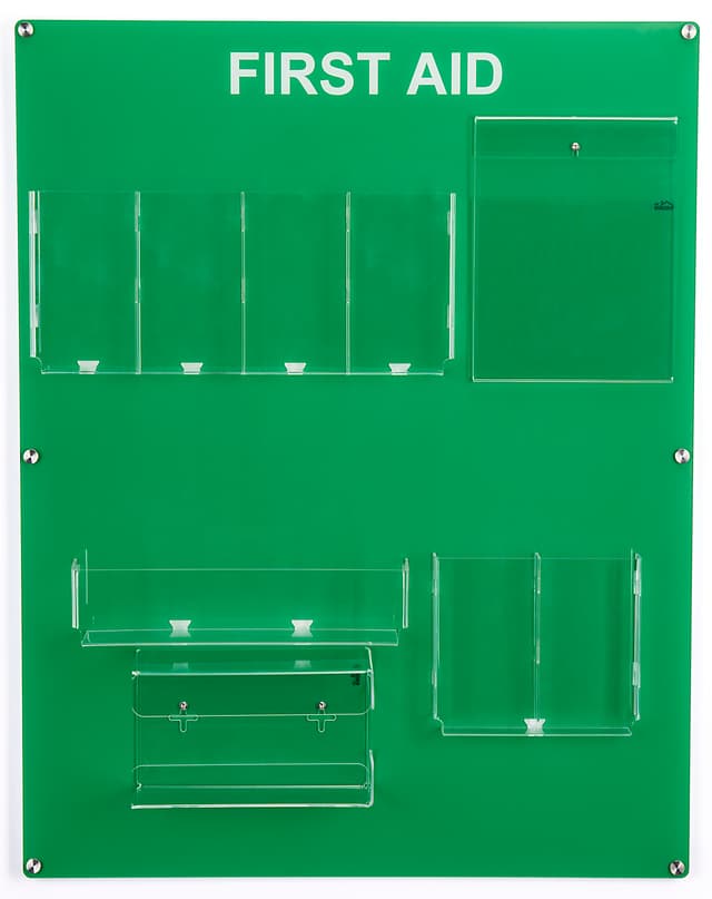 Wall-Mounted First Aid Station | Kit Shelf & Pamphlet Holders | Displays2Go