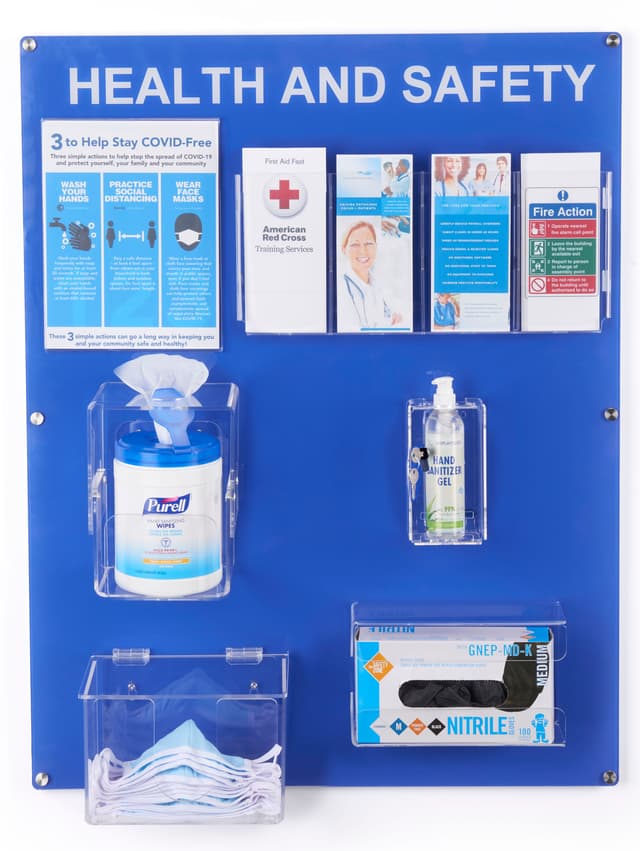 Mounted Acrylic Health & Safety Wall Board | PPE Dispensers | Displays2Go