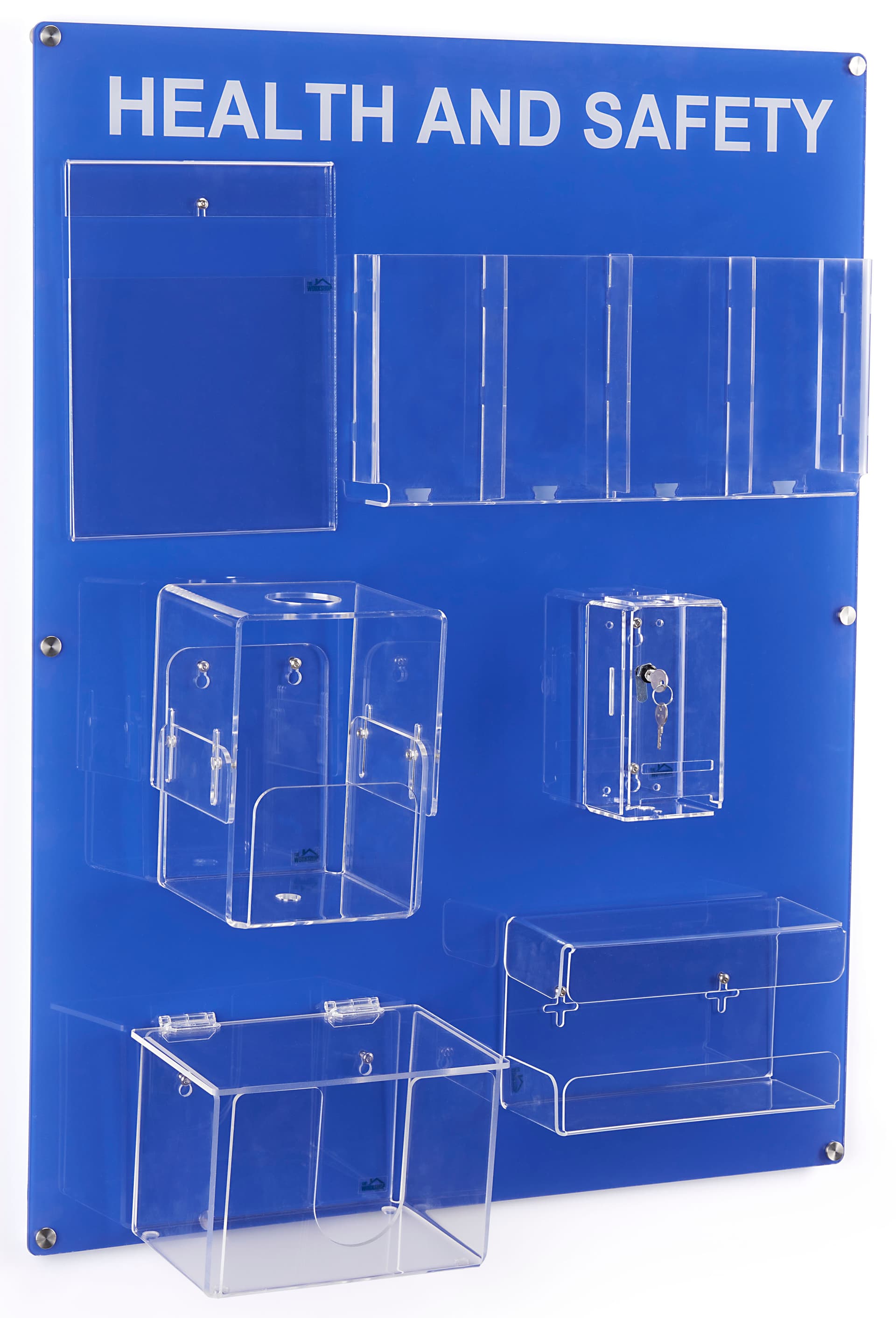 Mounted Acrylic Health & Safety Wall Board | PPE Dispensers | Displays2Go