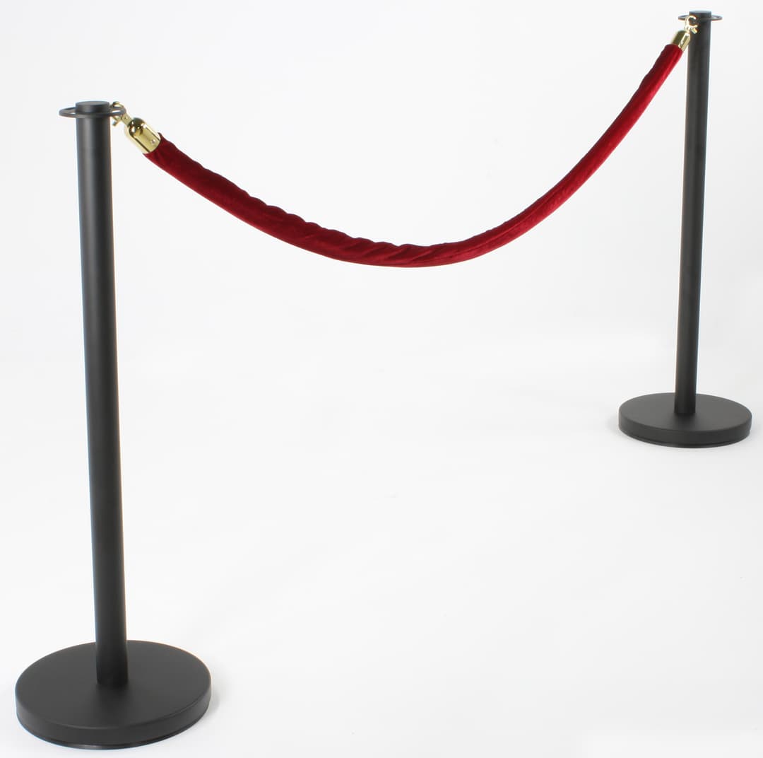 Set of (2) Stanchion Posts - Burgundy Velvet Ropes | Displays2Go