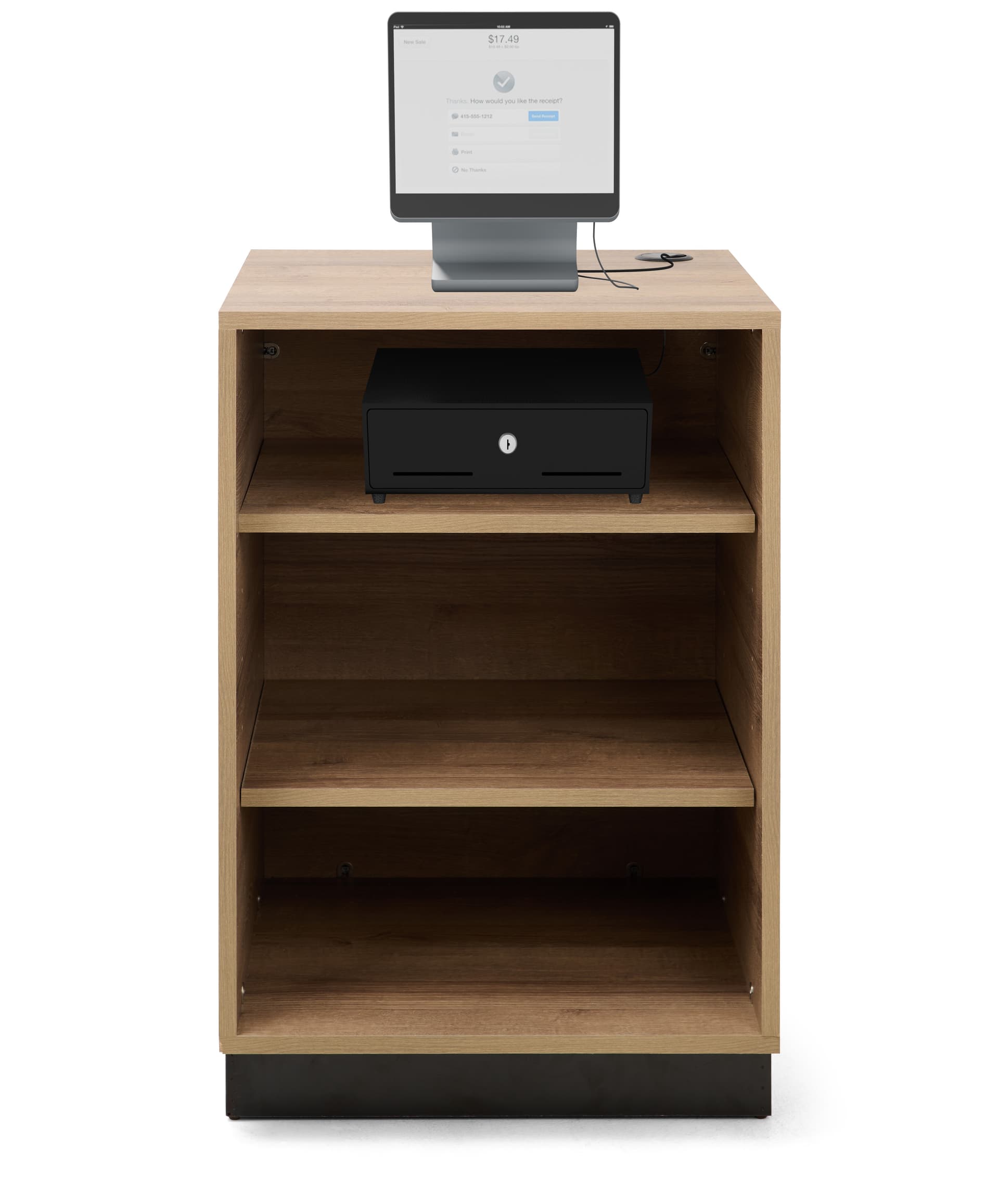 Wood Host Stand | Cord Management and Adjustable Shelves | Displays2Go