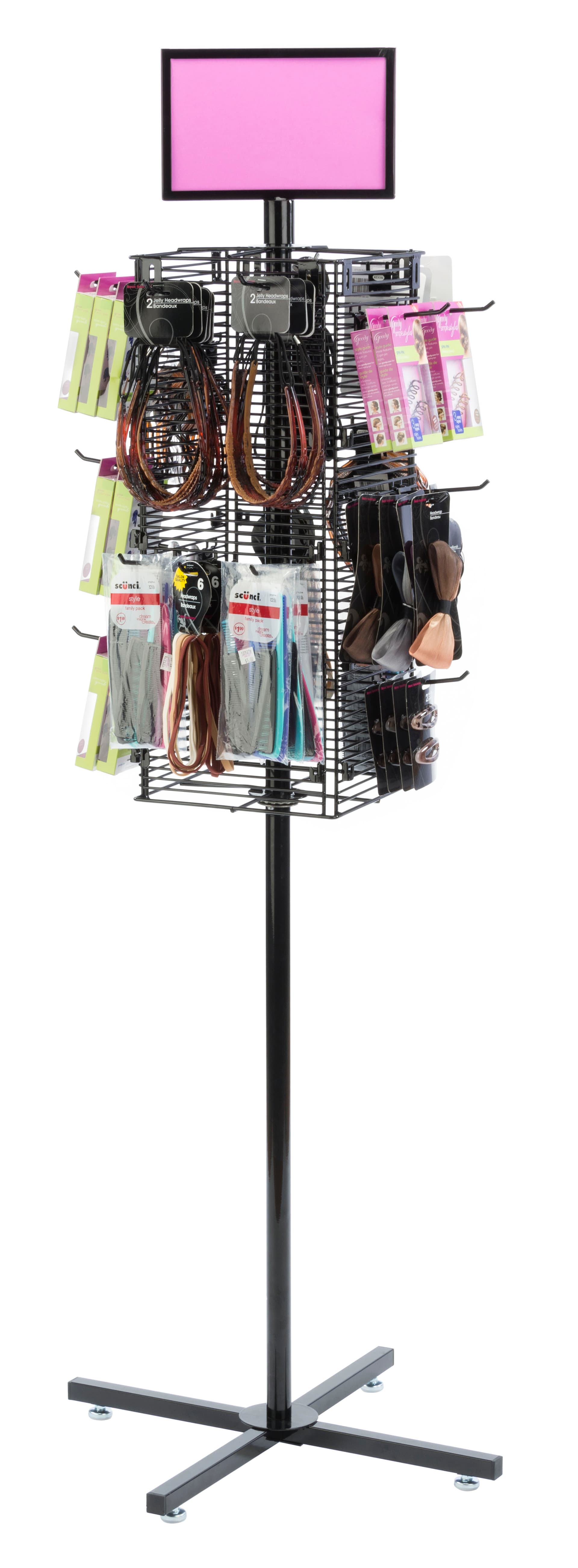 Rotating Grid Rack | Black Metal Wire Square 4 Sided Panel | Displays2Go