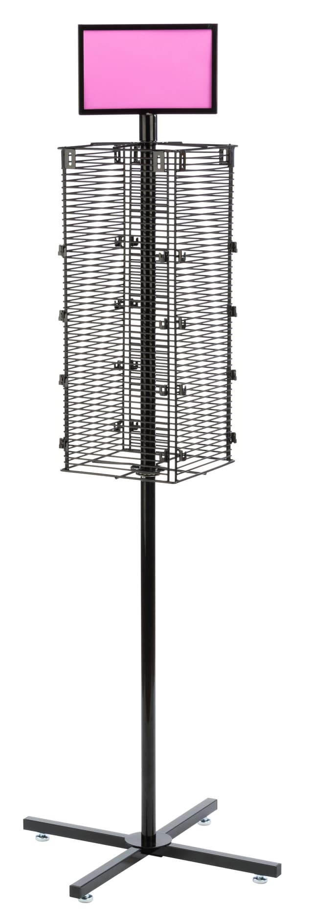 Rotating Grid Rack | Black Metal Wire Square 4 Sided Panel | Displays2Go