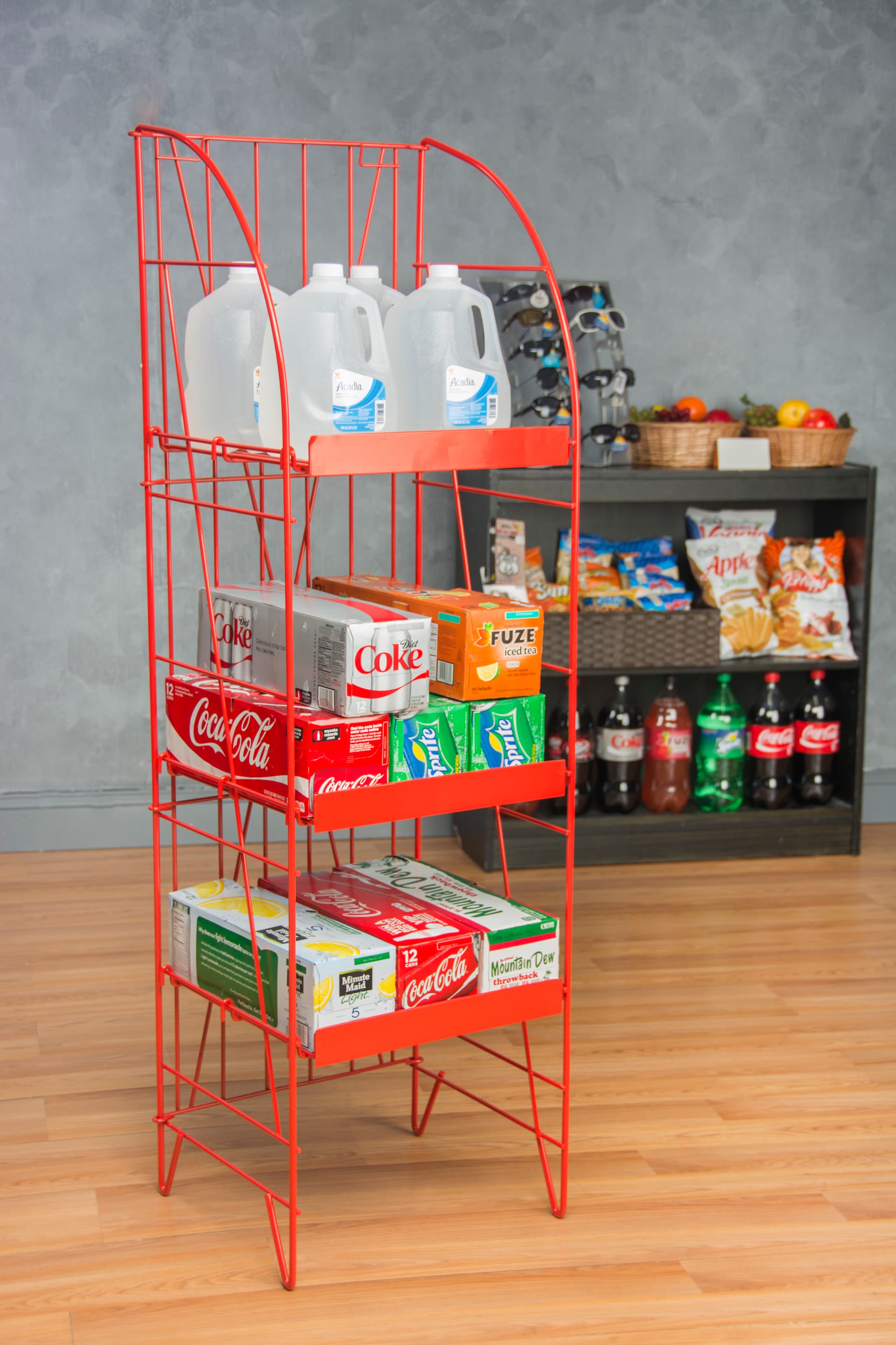 Beverage Display Rack | Glossy Red Finish | Displays2Go