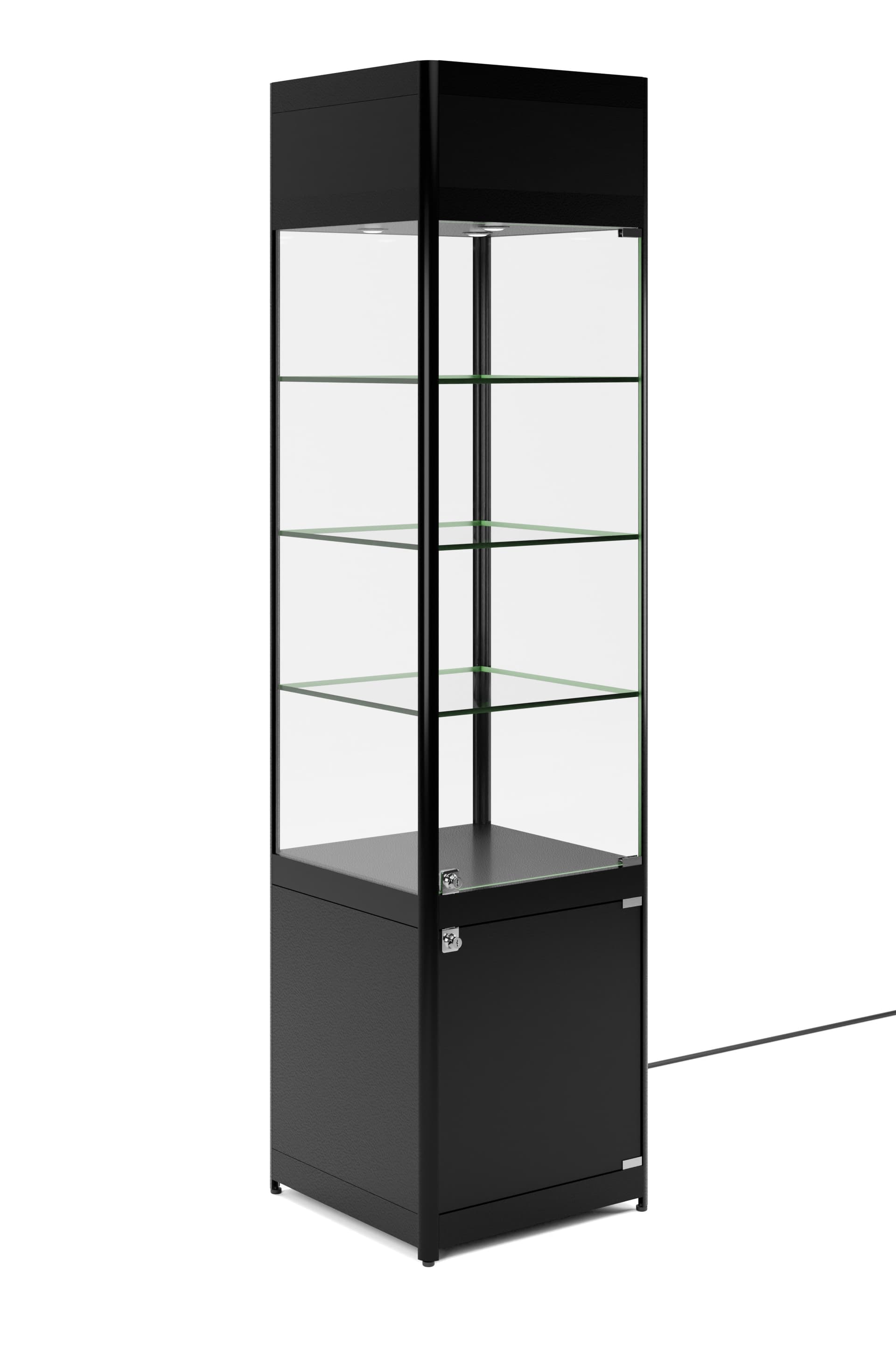 LED Display Case Tower | 18” Wide Glass Cabinet | Displays2Go