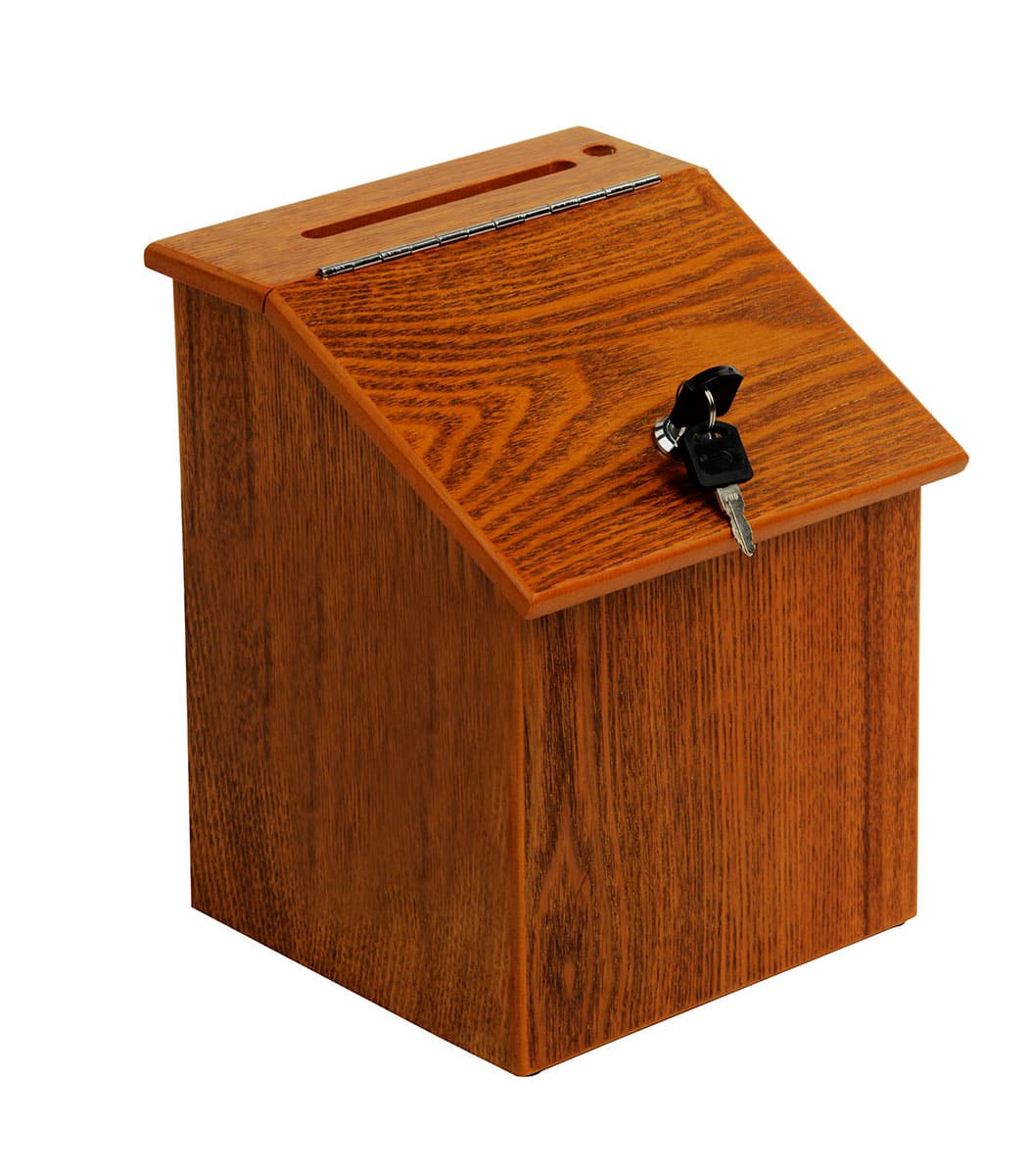 Wooden Comment Box | Locking Door & Ballot Pocket | Displays2Go