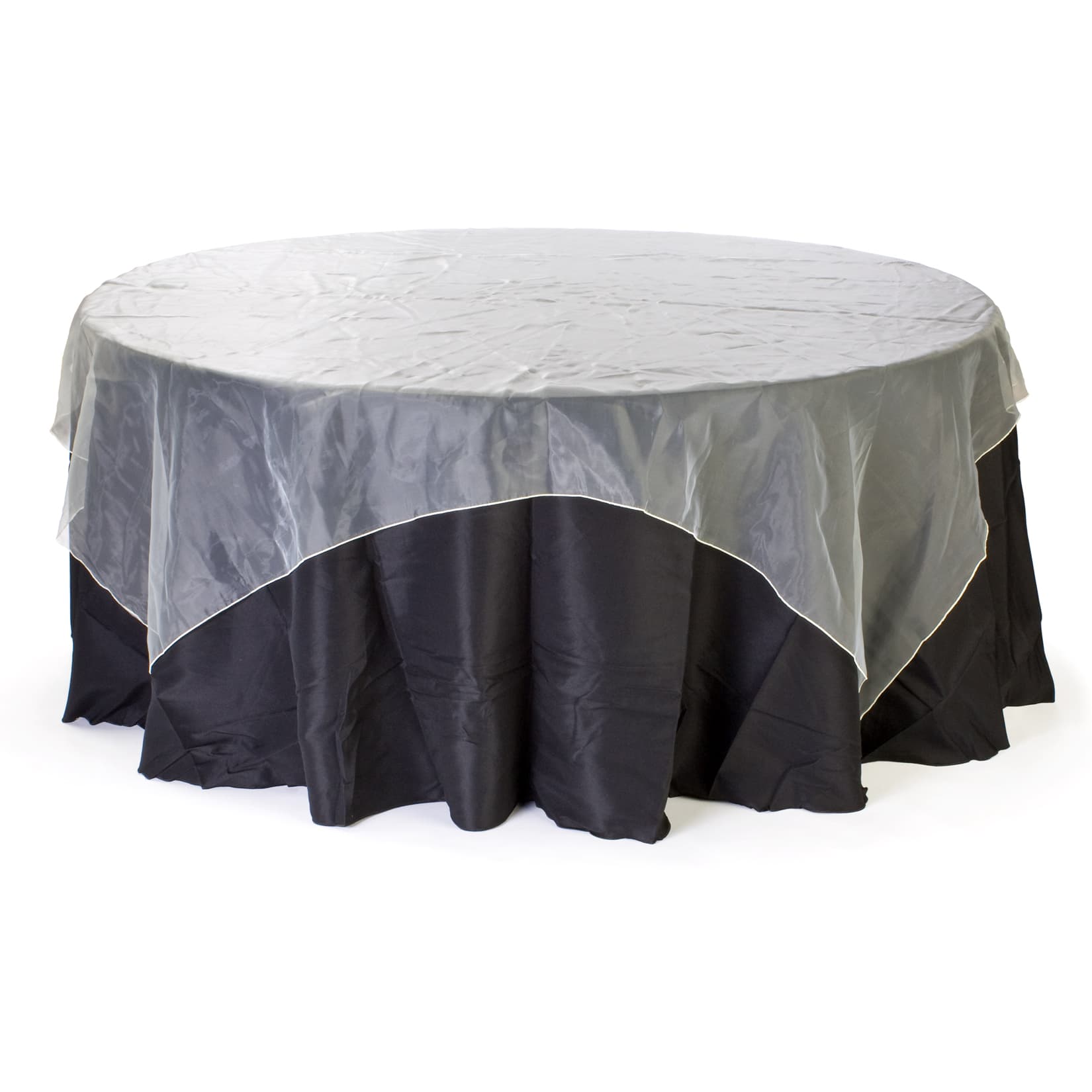 Shiny Silver Organza Overlay | See-Through Cover | Displays2Go